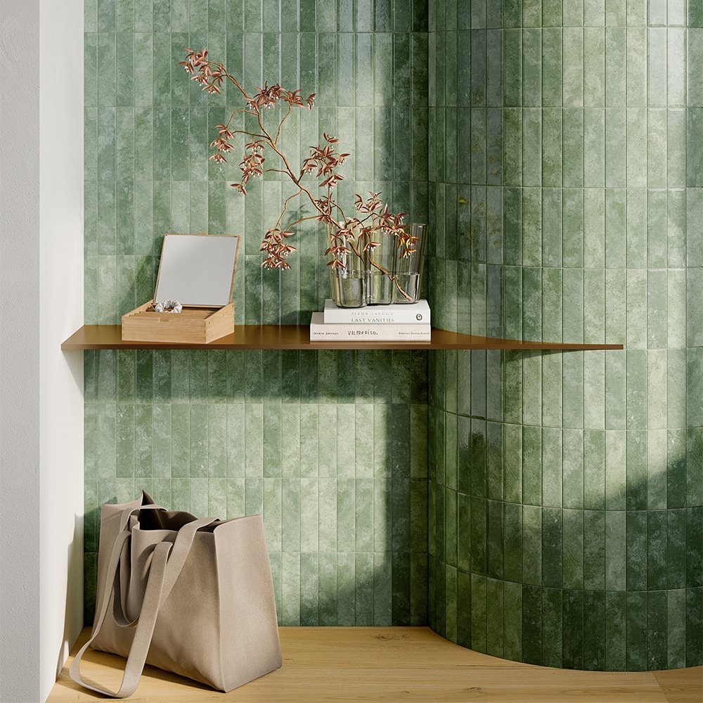 The Tile Life Lazio Verde 2-in x 8-in Glossy Porcelain Subway Floor and ...