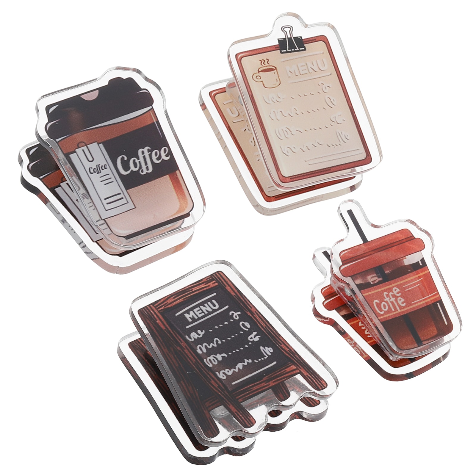Unique Bargains Cute Chip Bag Clip 4 pcs Acrylic Coffee Paper Clip Chip ...