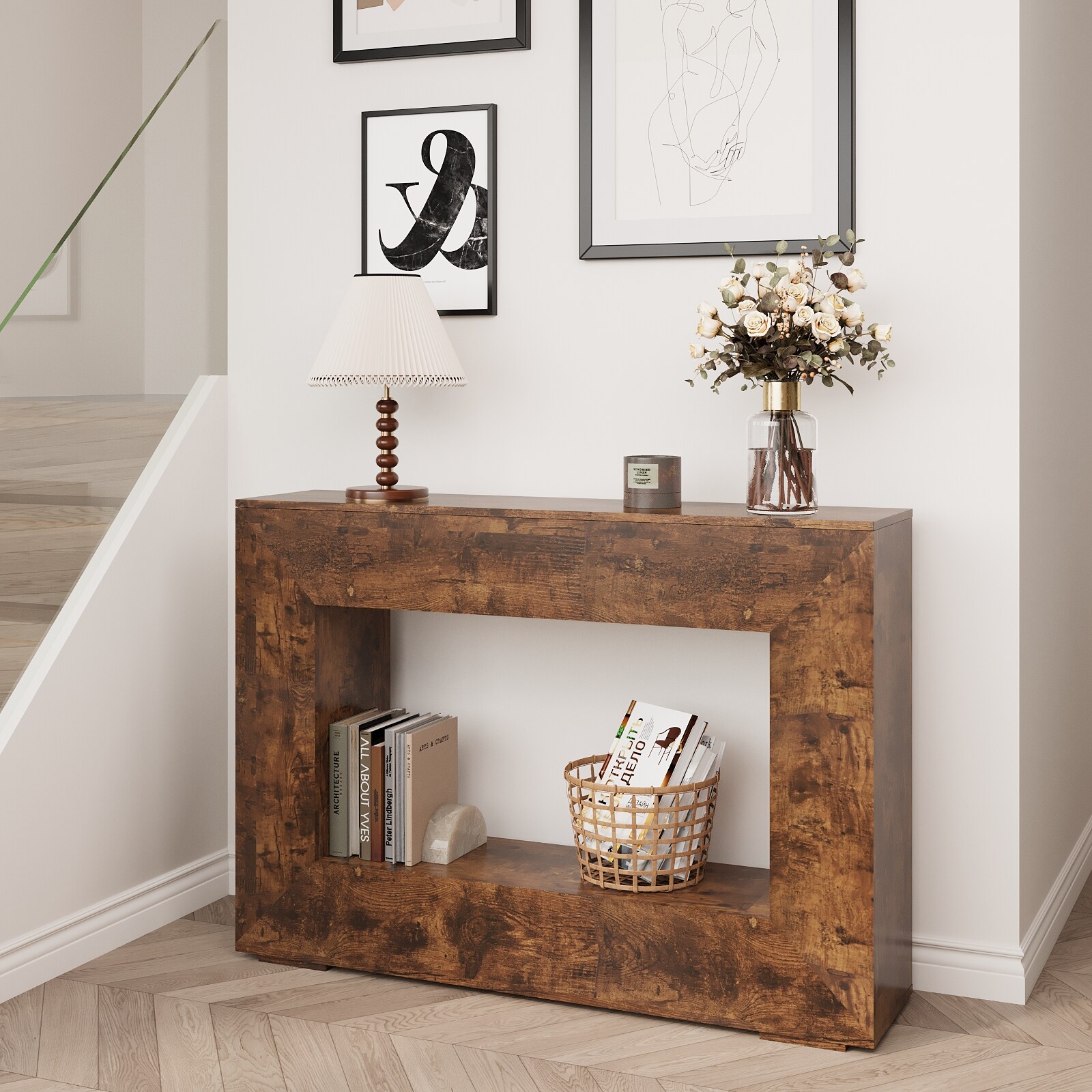 Tinyhomie 47in Farmhouse Console Table Sofa Table Accent Table Entryway ...