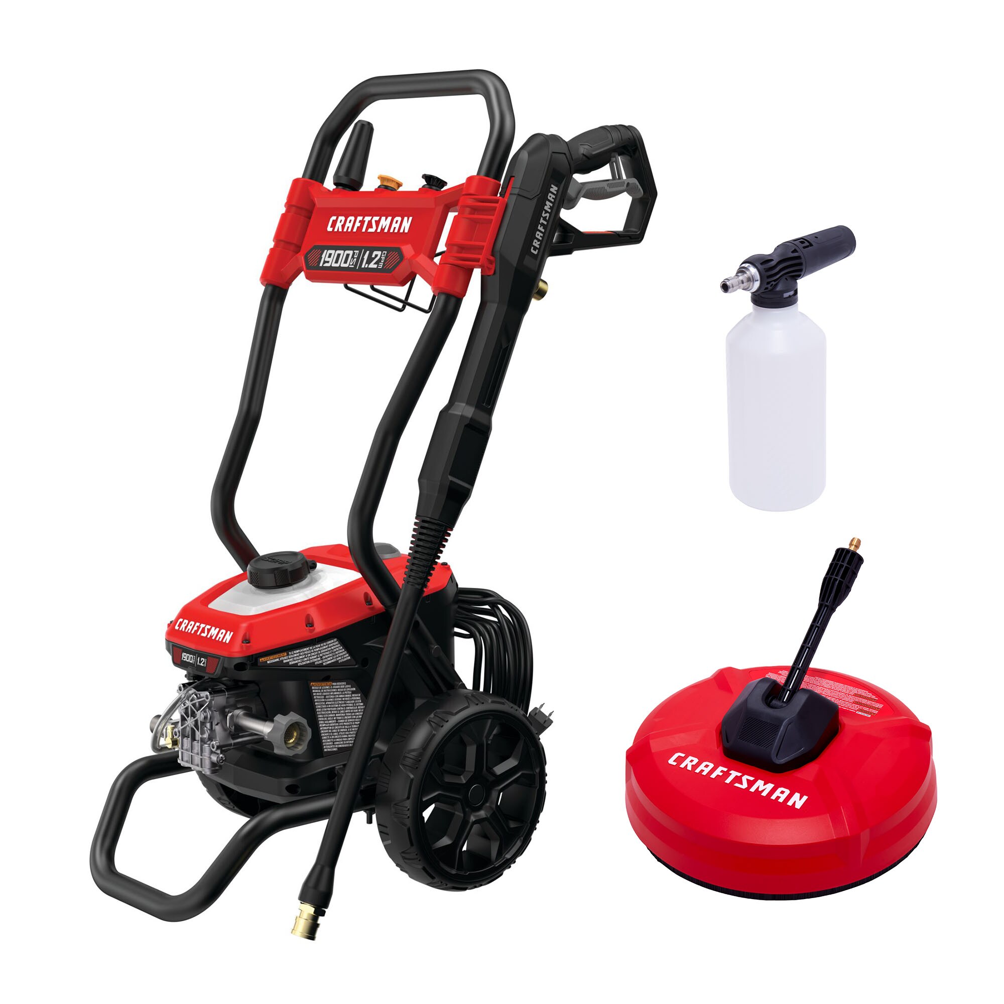 CRAFTSMAN 1900 PSI 1.2-GPM Cold Water Electric Pressure Washer with 3 ...