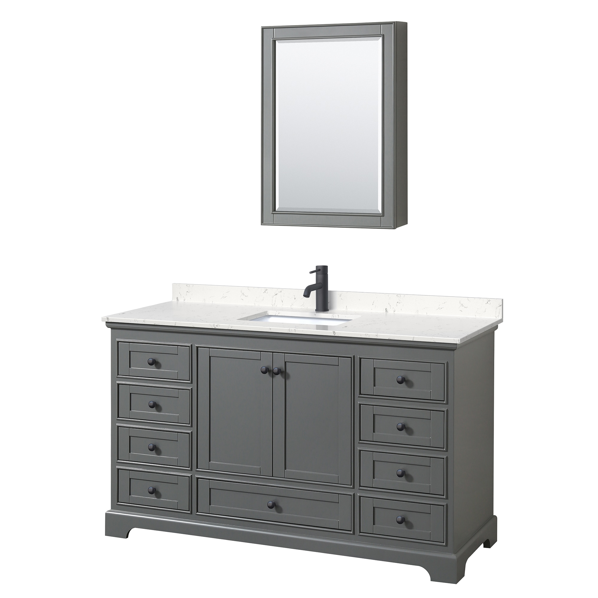 Wyndham Collection Deborah 60-in Dark Gray with Matte Black Trim ...