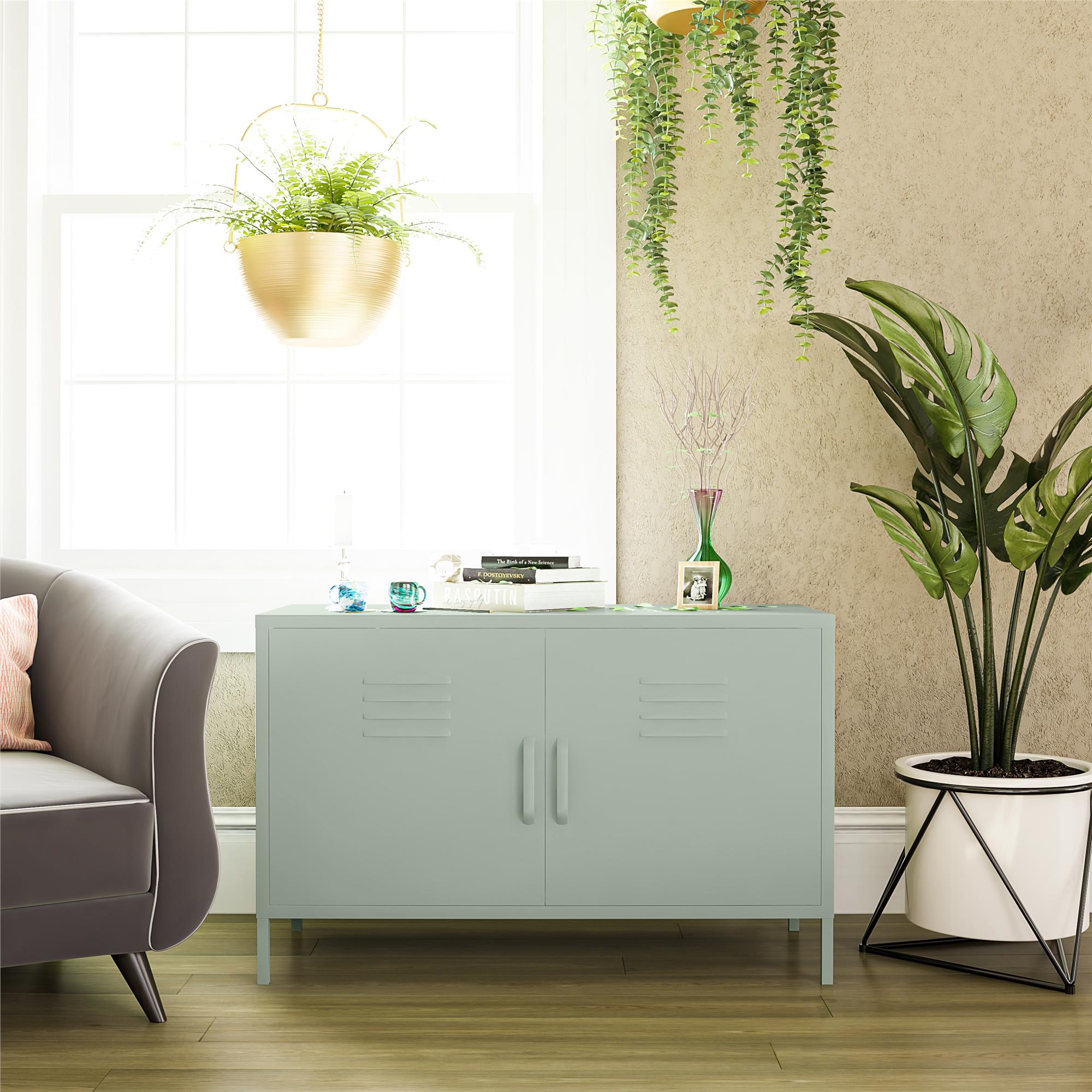 RealRooms Mission District 2 Door Metal Locker Accent Cabinet, Pale ...