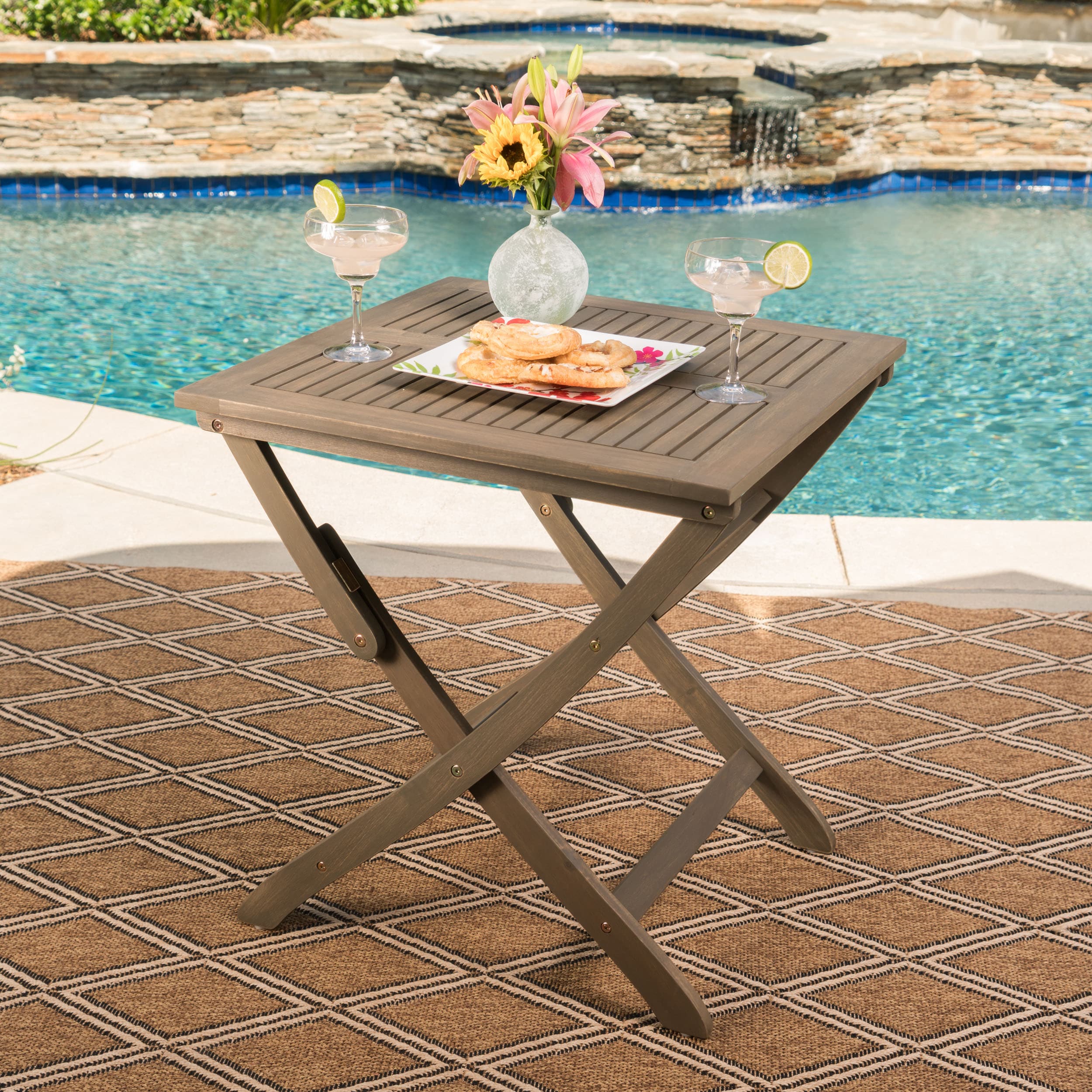 Christopher Knight Home Positano 25-inch Square Acacia Wood Folding ...