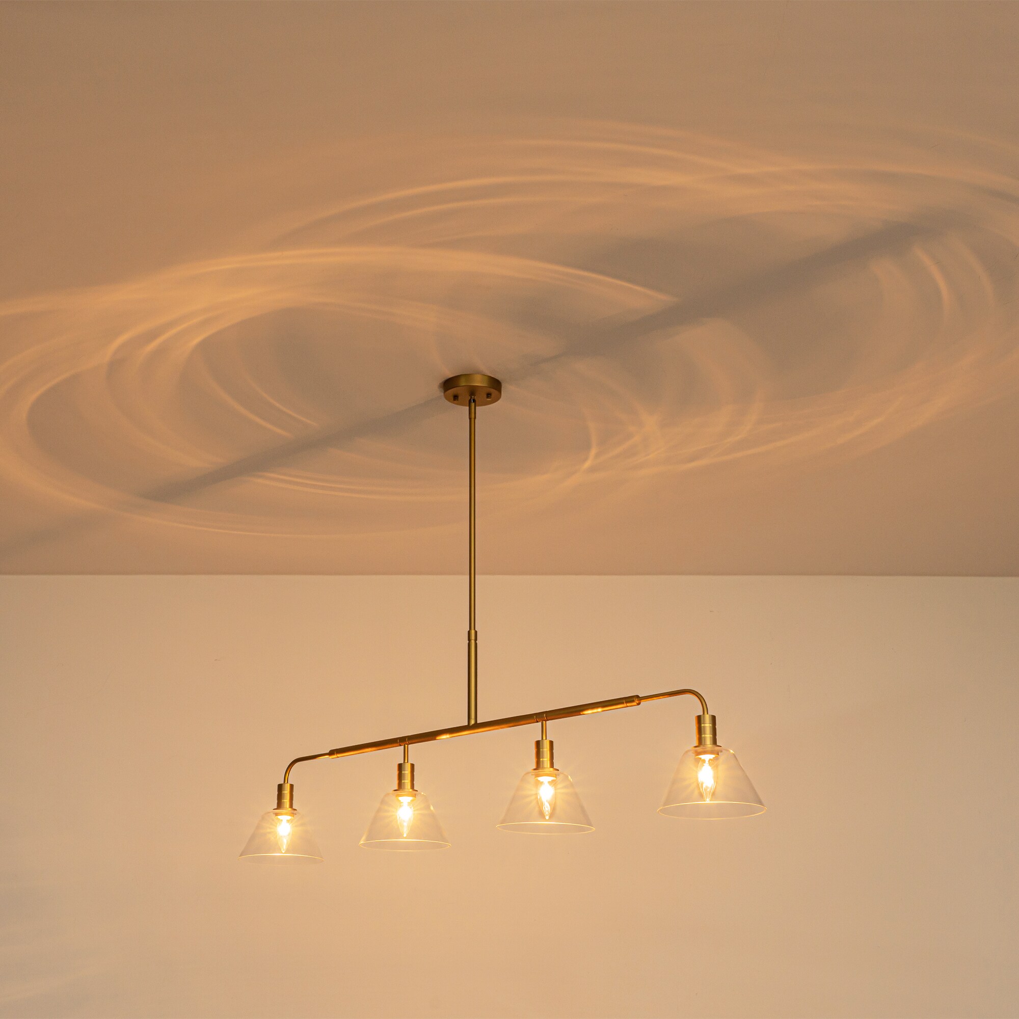 Y'INSP Theron 4 -Light Brushed Gold Mid-century Clear glass Linear ...