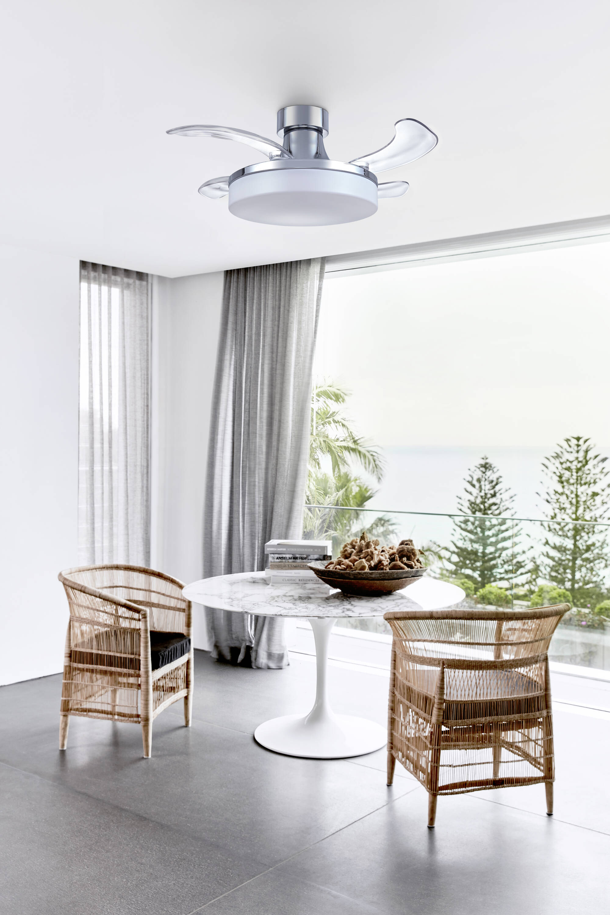 Fanaway Mya 36-in Chrome with Clear Blades LED Indoor Flush Mount ...