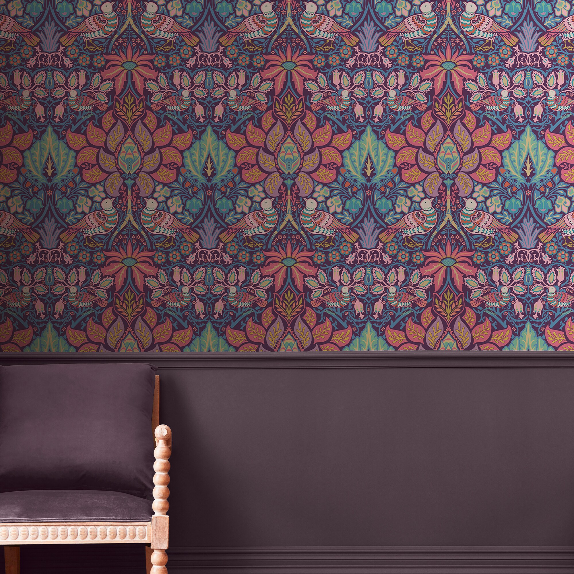 William Morris at Home 56-sq ft Purple Non-woven Abstract Unpasted ...