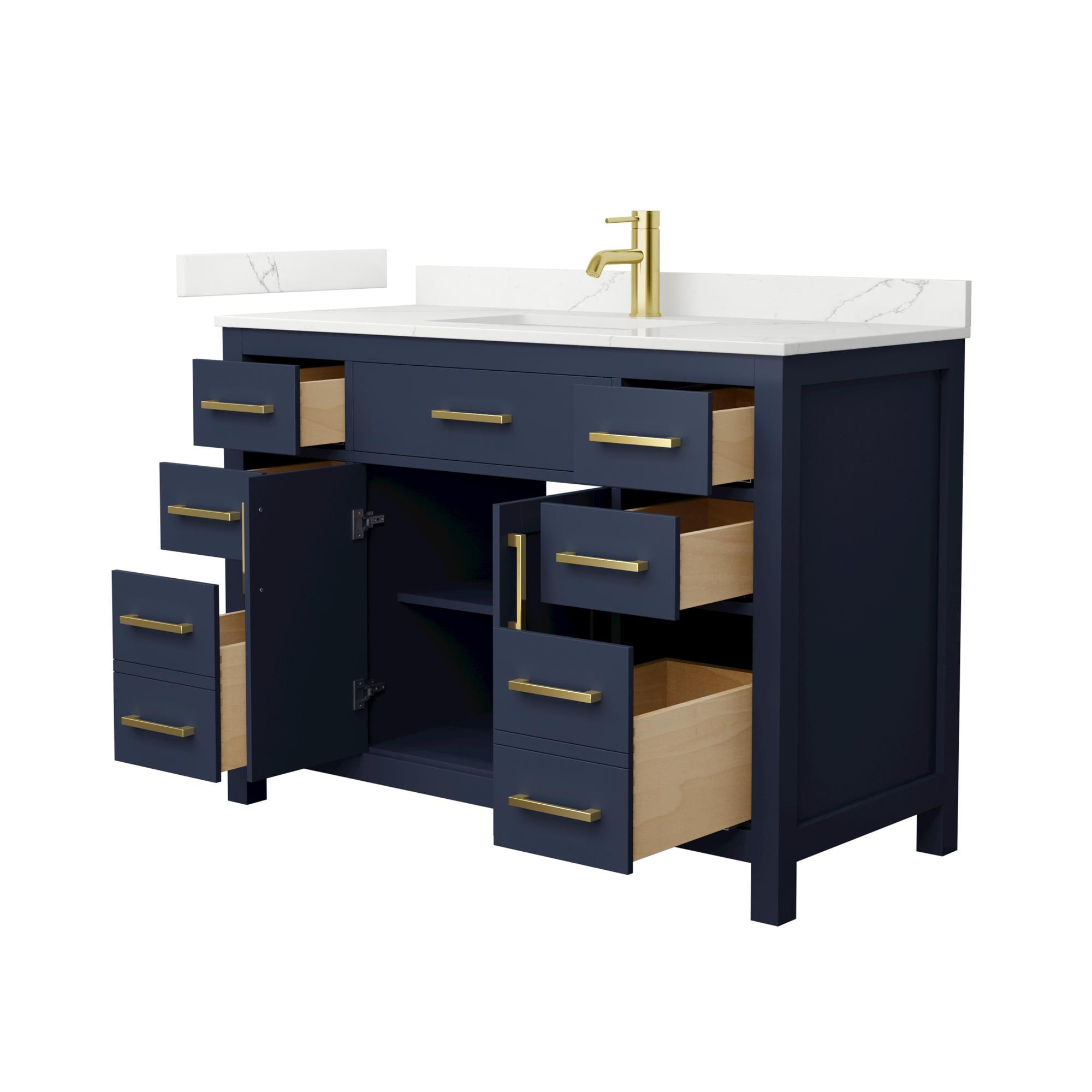 Wyndham Collection Beckett 48-in Dark Blue with Brushed Gold Trim ...