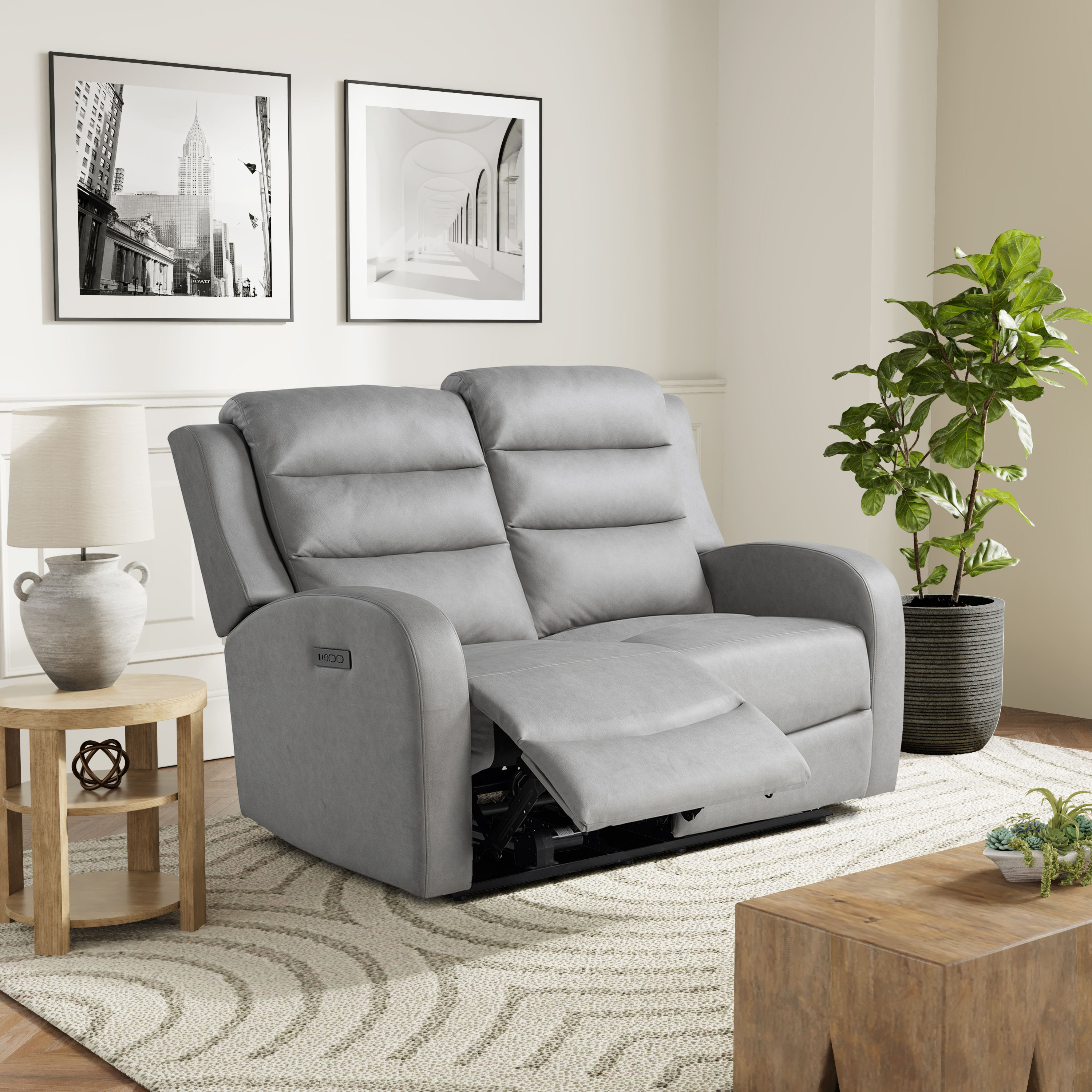 Relax A Lounger Relax A Lounger Alexandria Reclining Loveseat in Grey ...