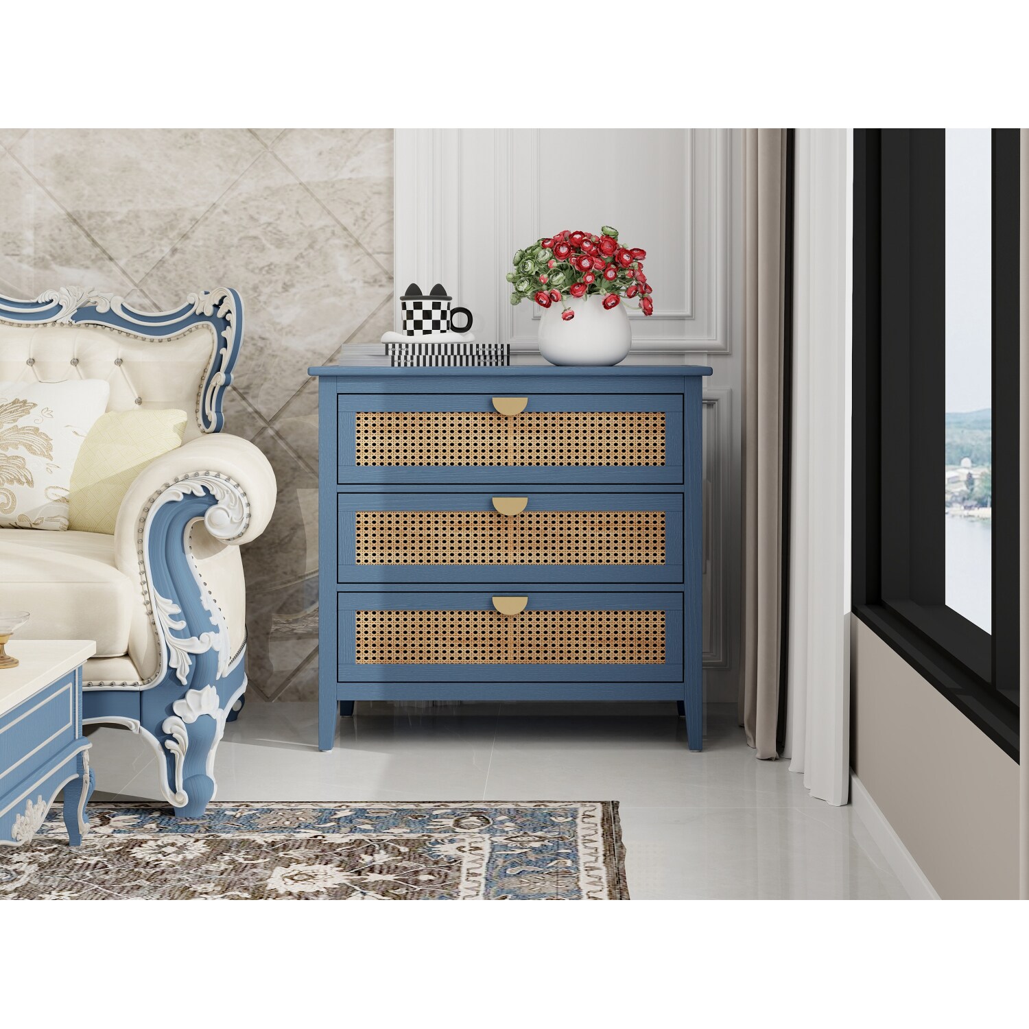 Streamdale Furniture Streamdale 3 Drawer Cabinet Natural rattan ...