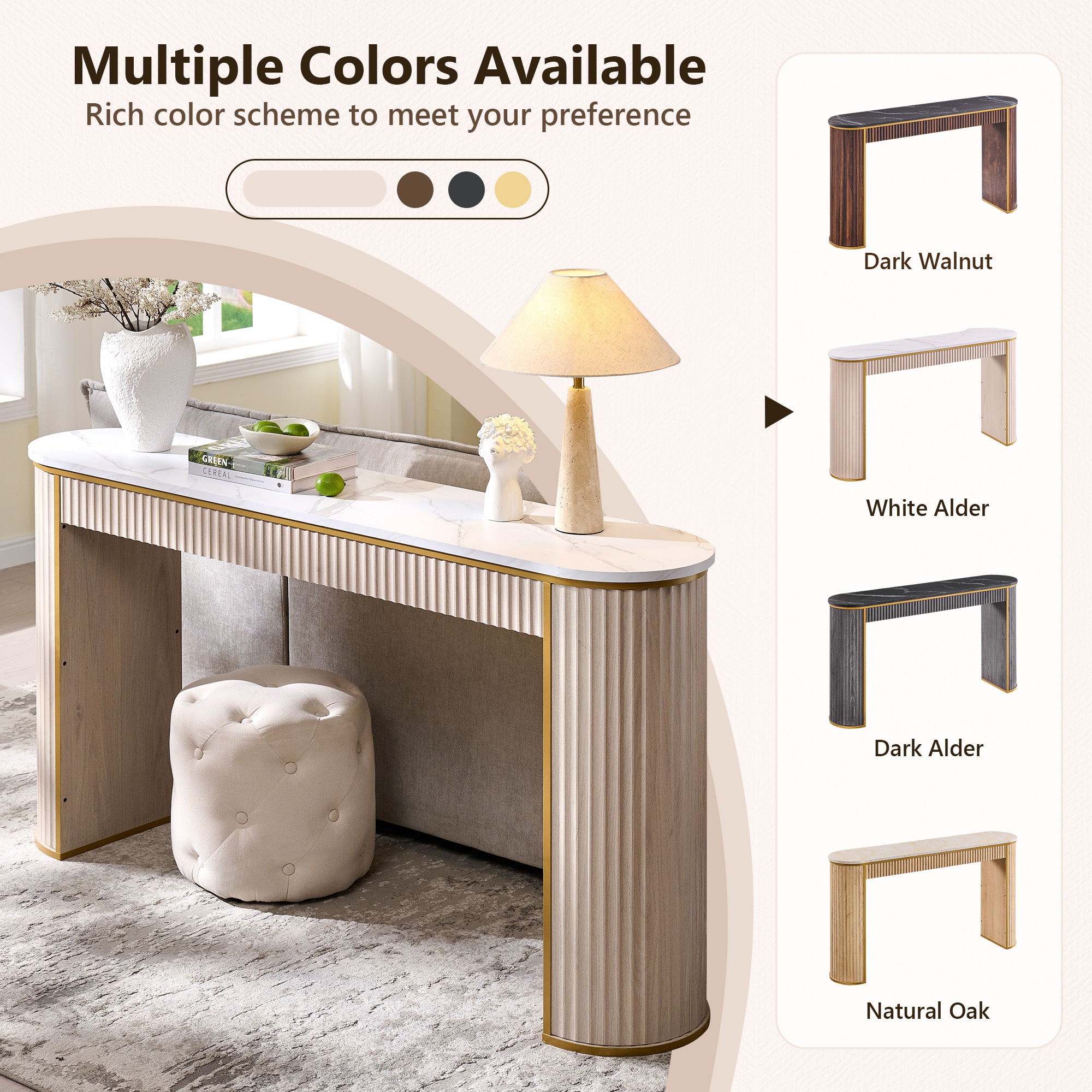 OKD Modern Console Table Narrow Entryway Tables for Hallway Fluted Sofa ...