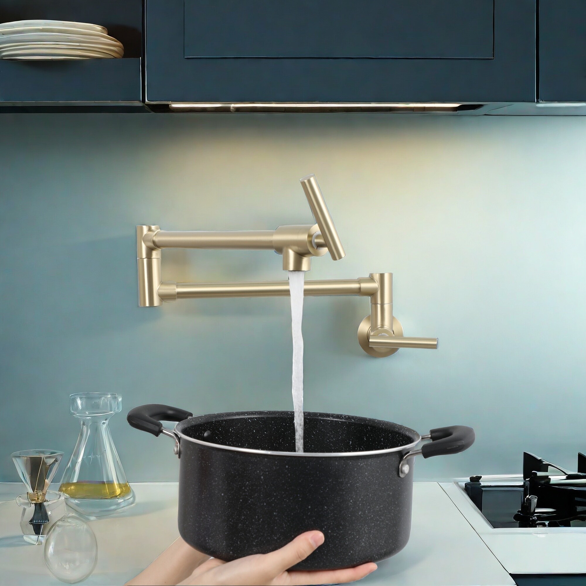 Tatayosi Pot Filler Faucet Wall Mount Kitchen Sink Faucet Folding ...