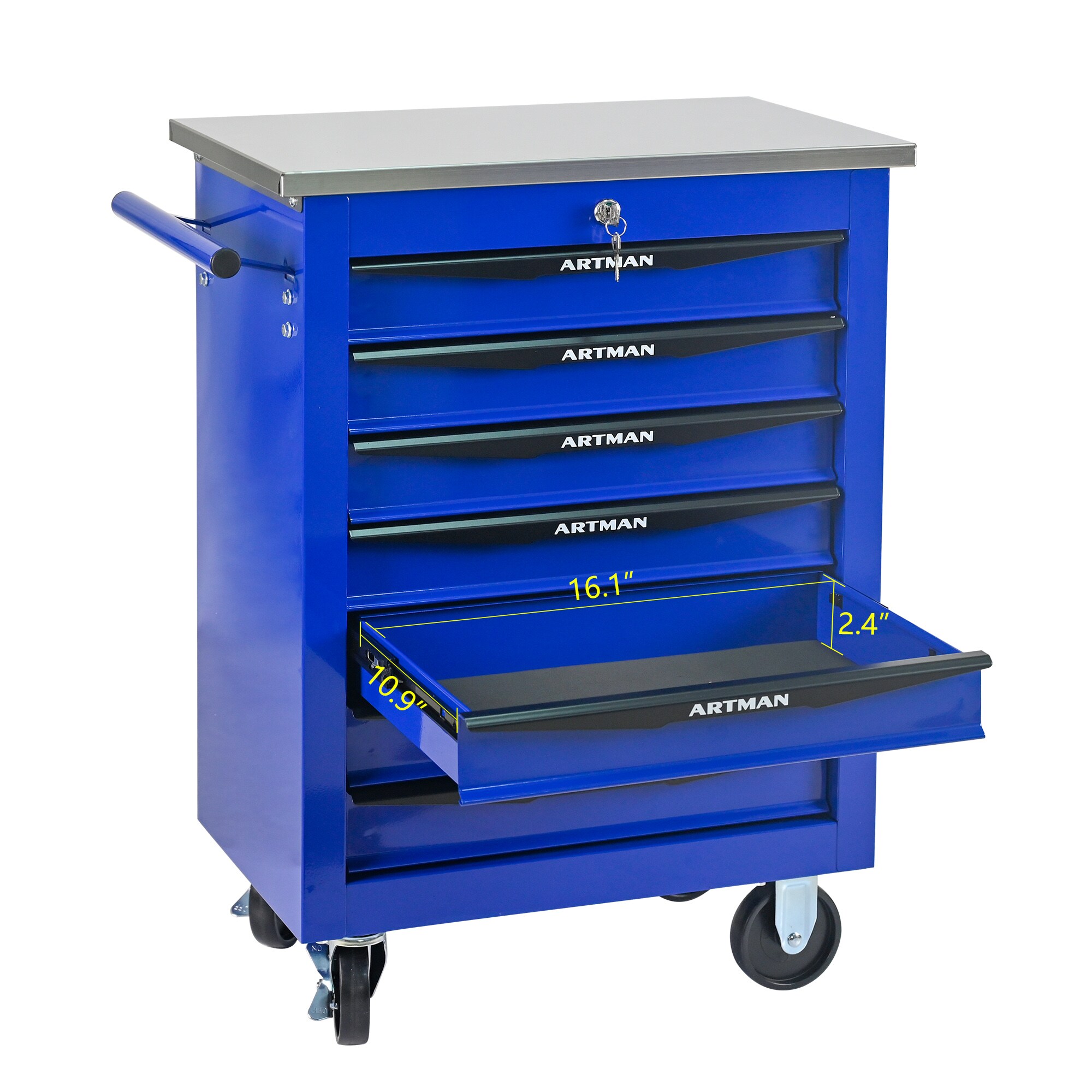 22.2-in L x 30.7-in H 7-Drawers Rolling Blue Work Bench Practical Tool ...