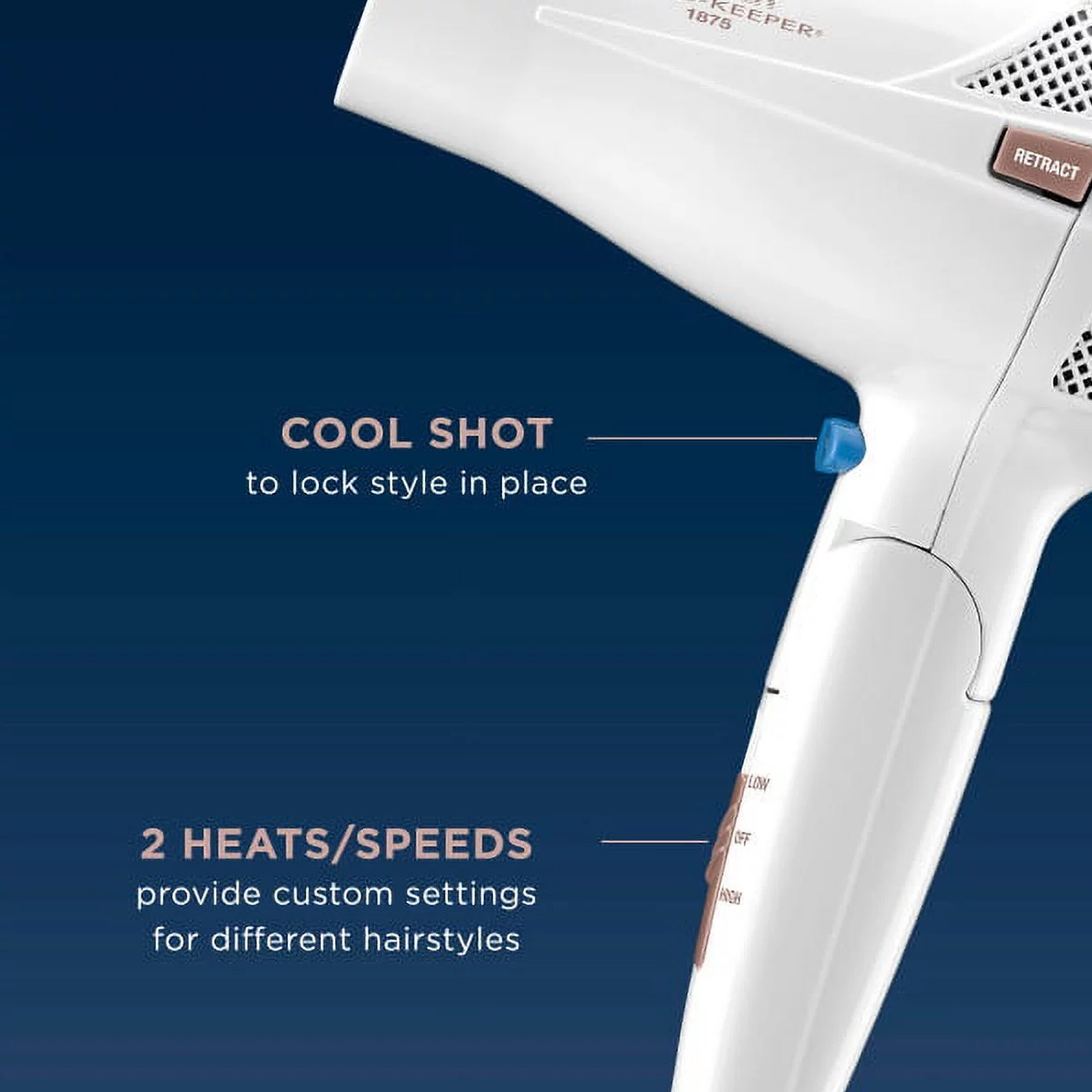 Conair Double Ceramic 2 Speed 1875 Watt Compact Hair Dryer in White and ...