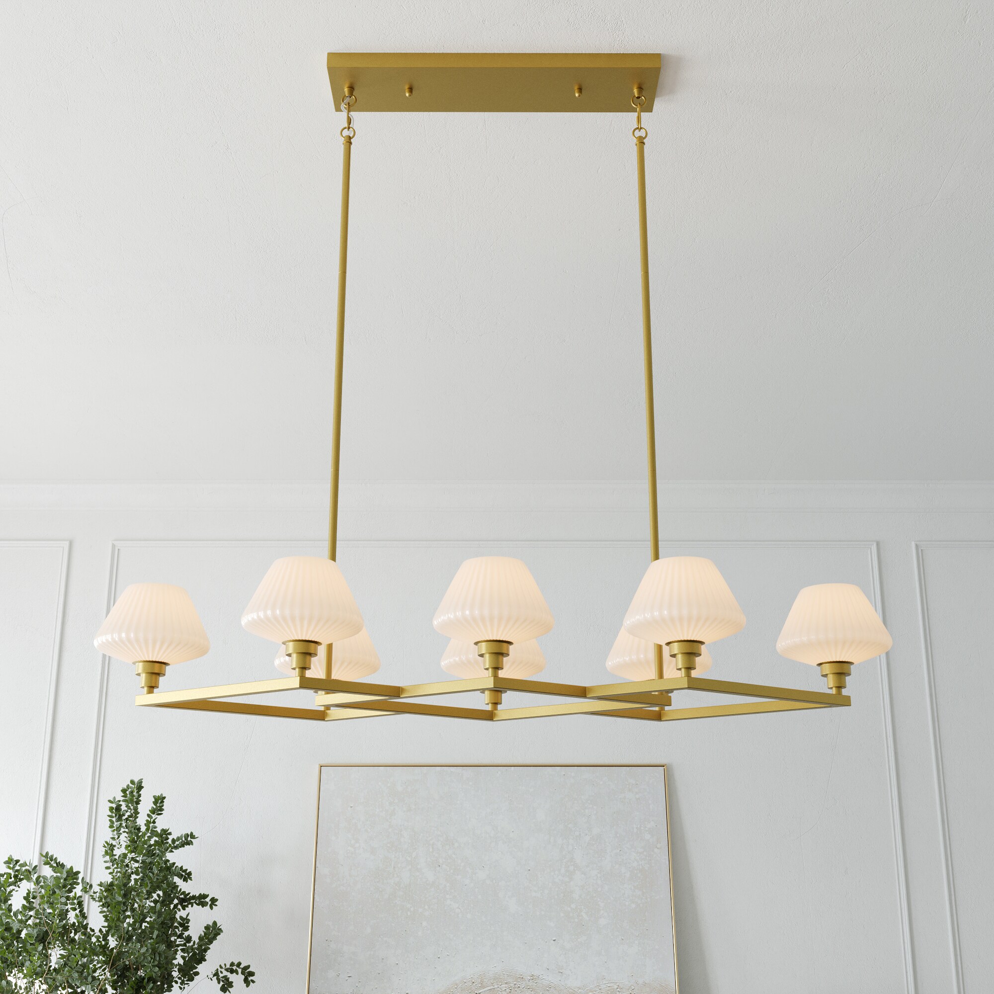 ACROMA Alarie 8 -Light Satin Gold Bare bulb Metal Chandelier in the ...