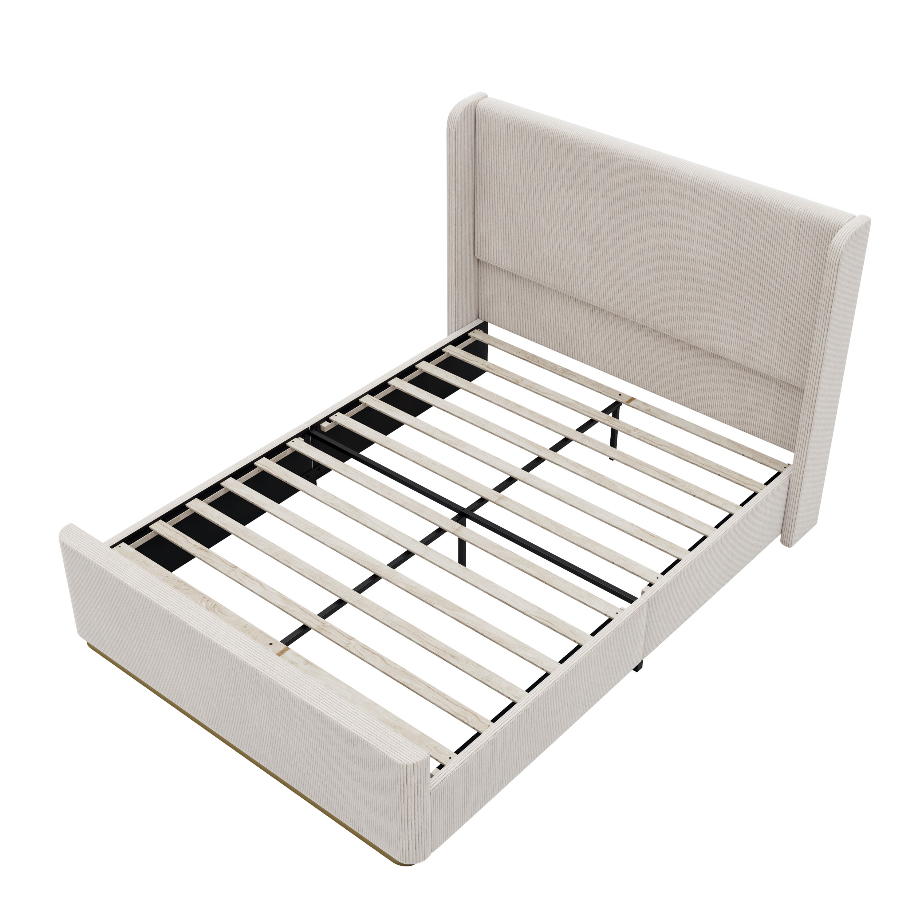 EXTRAUP Queen Light Grey Wood Bed Frame Storage with Headboard in the ...