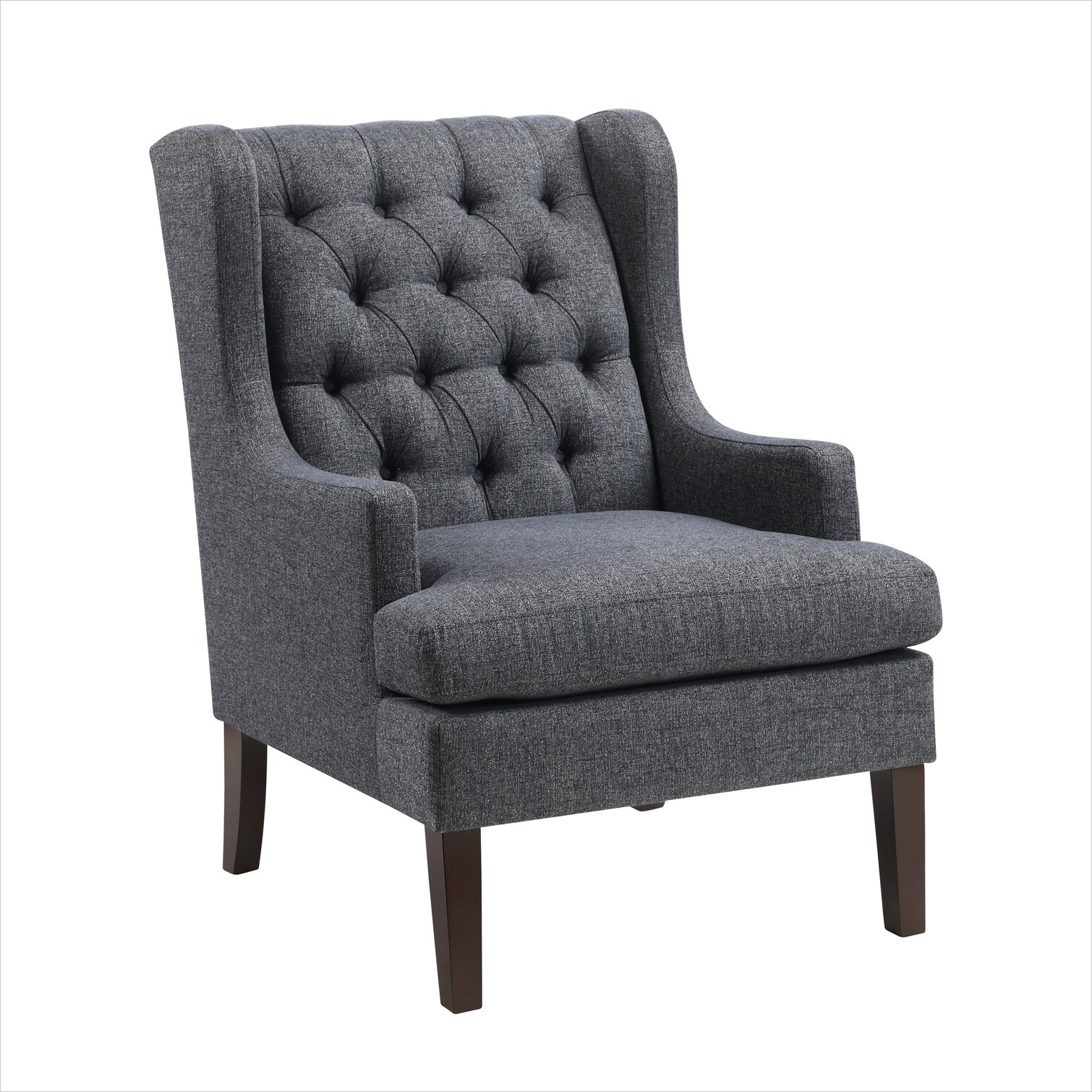 Naturefalls Button-Tufted Upholstered Accent Chair in Dark Gray Fabric ...