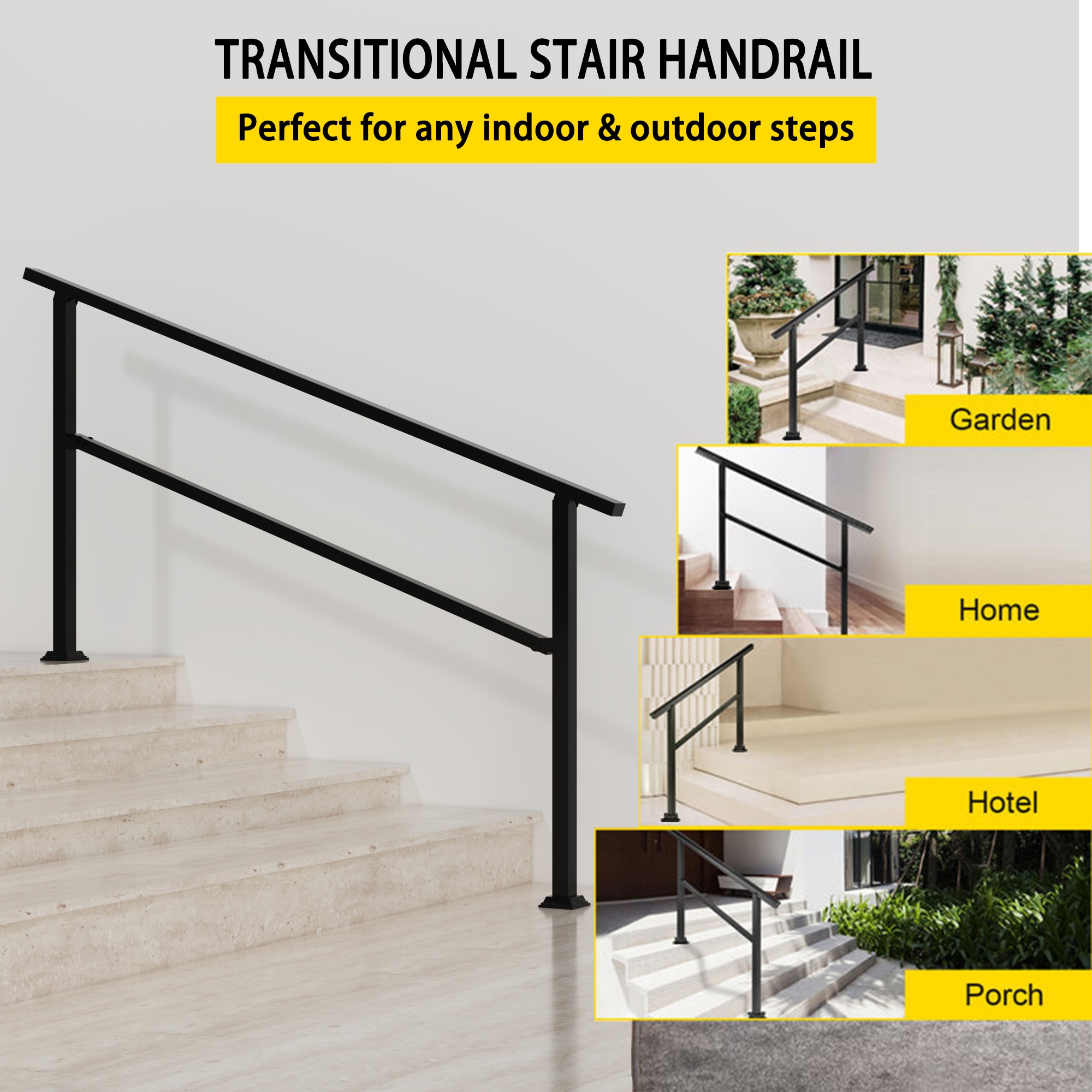 MIDHAM 3.3-in x 68.5-in Black Finished Wrought iron Interior/Exterior ...