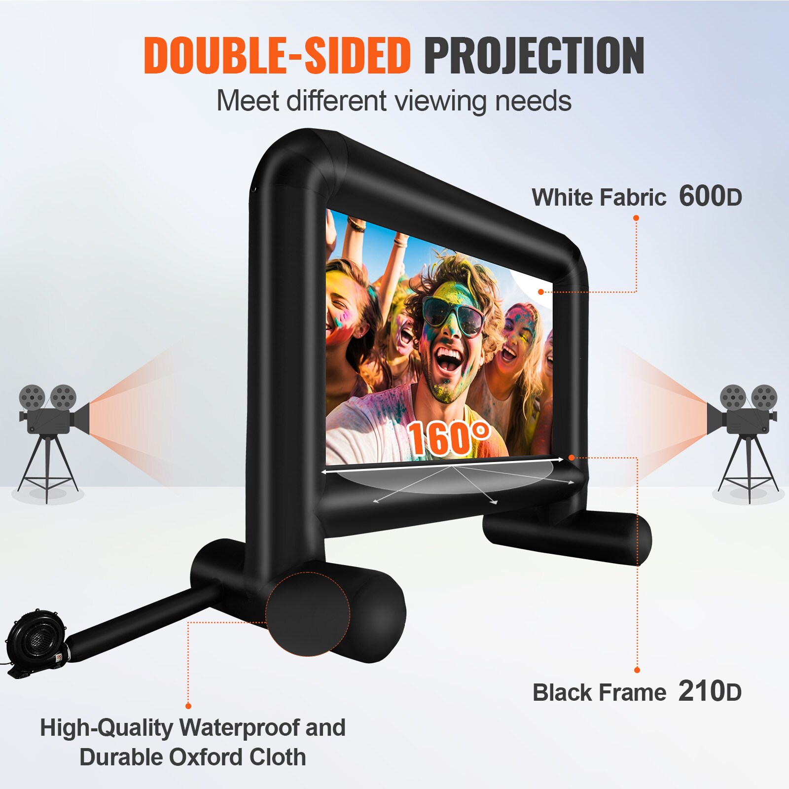 Mecale 16-ft Inflatable Outdoor Movie Projector Screen with Air Blower ...