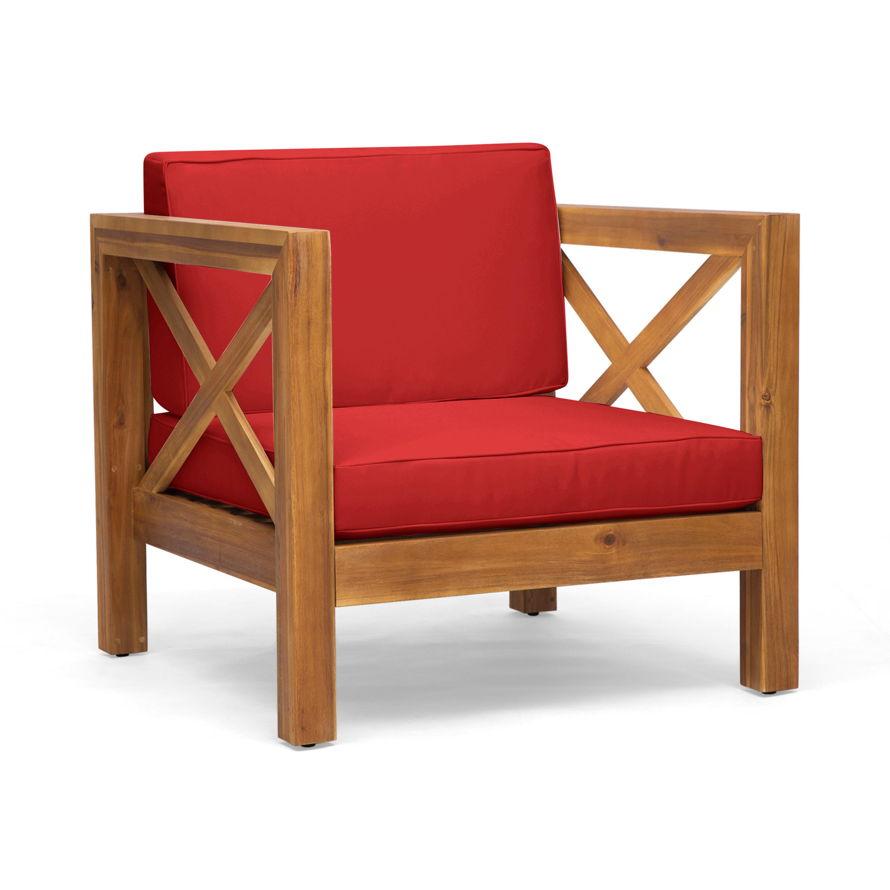 Vynxaria Mid Century Modern Outdoor Club Chair Acacia Wood Frame ...
