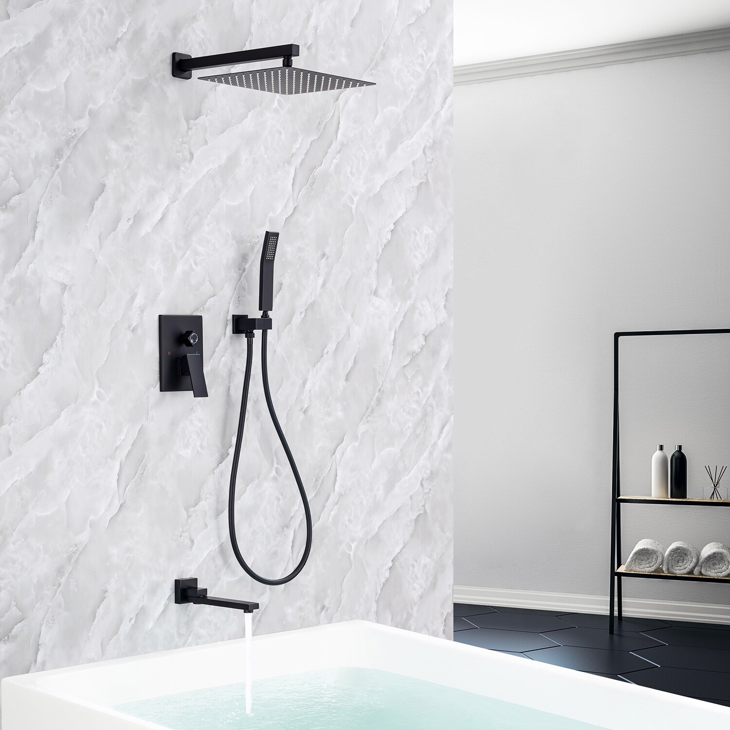 Rainlex 10 inch Single Handle 3 Sprays Square Showerhead Rainfall ...
