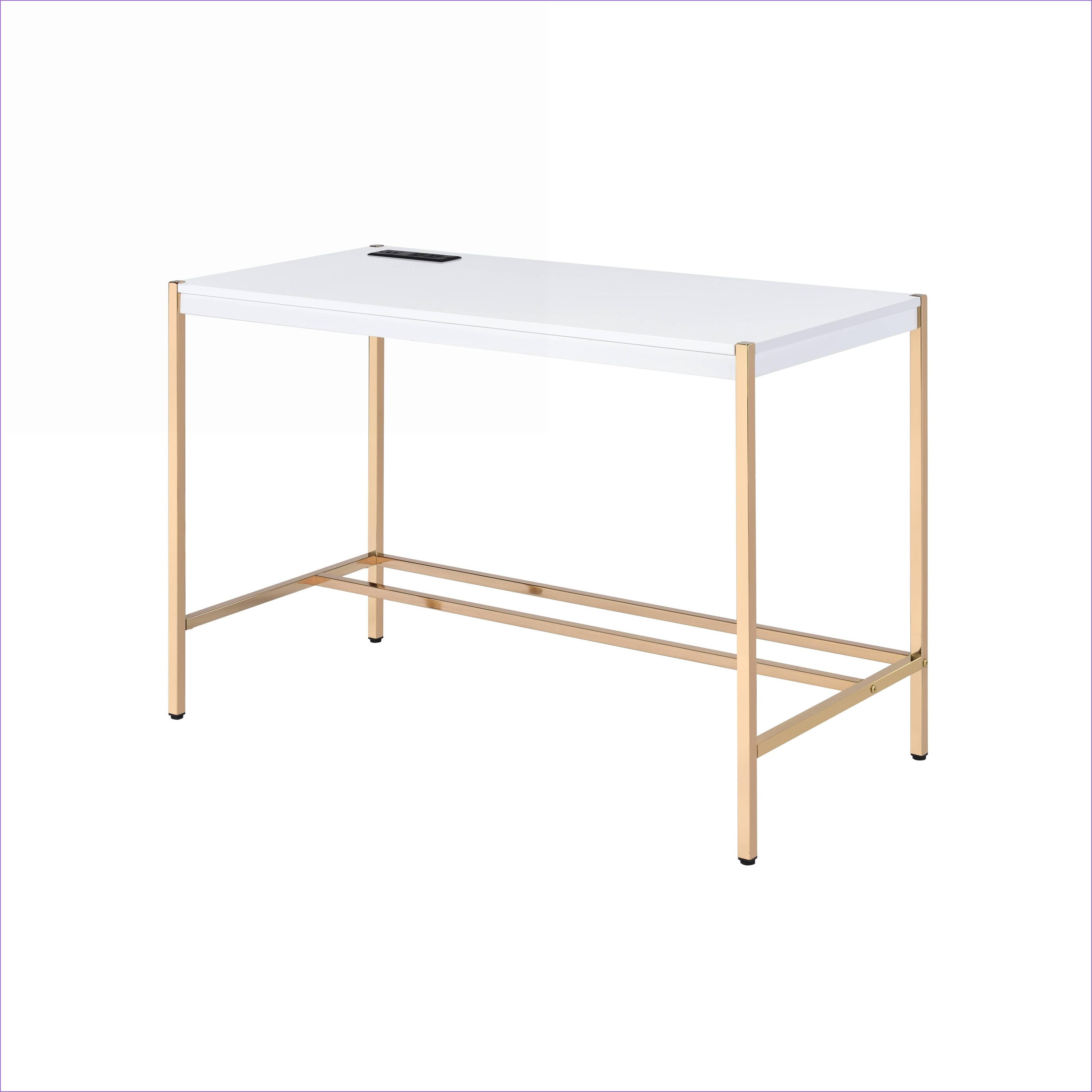 SunJet Desks Modern White Composite Wood Writing Desk with USB Ports ...