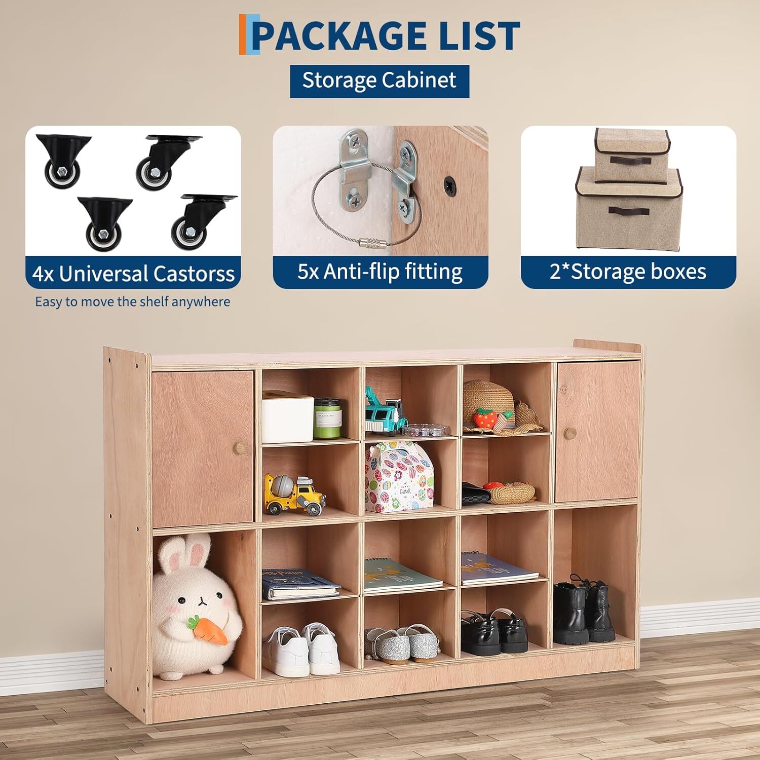 Garvee Cubby Tray Storage Cabinet with 2 Doors Wall Mounted Storage ...