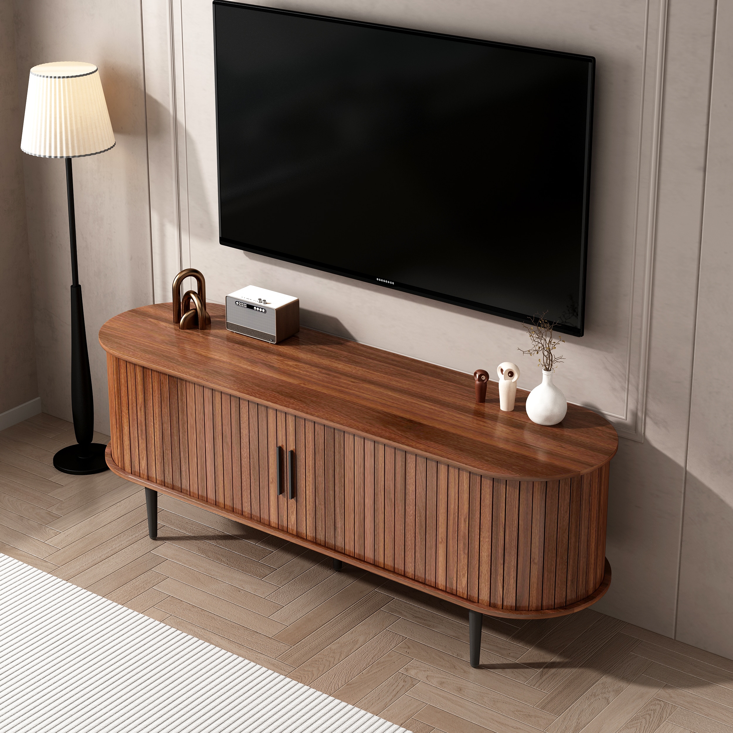 LOVMOR TV Stand 55 inch Modern TV Console Table with Storage ...