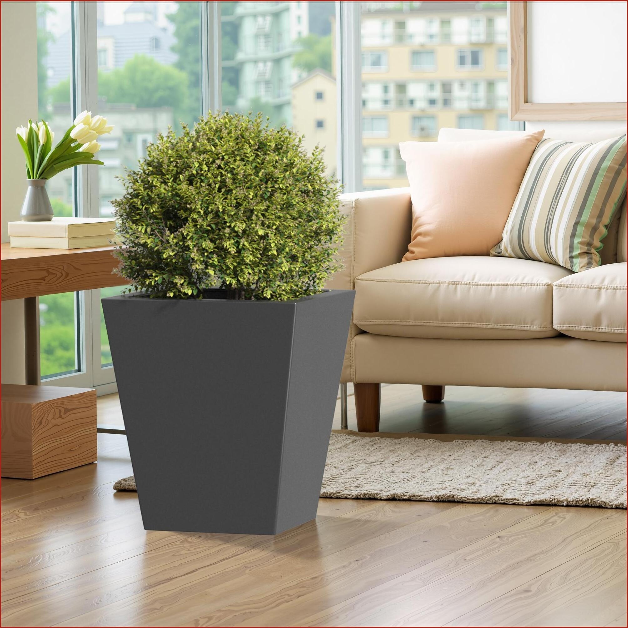 Watnature Planter 18 H Tall Tapered Metal Planter Burnished Black with ...