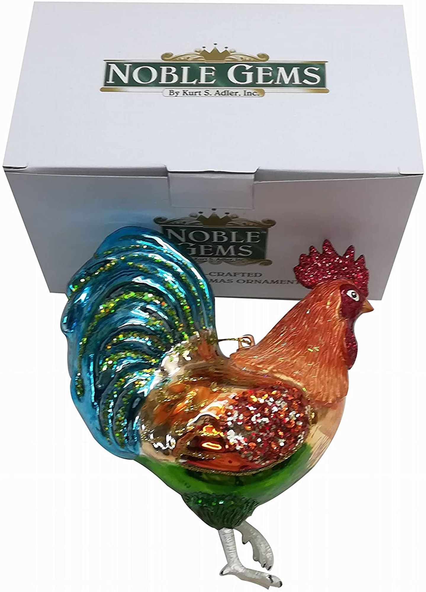 Kurt S. Adler Noble Gems Glass Rooster Ornament in the Christmas ...