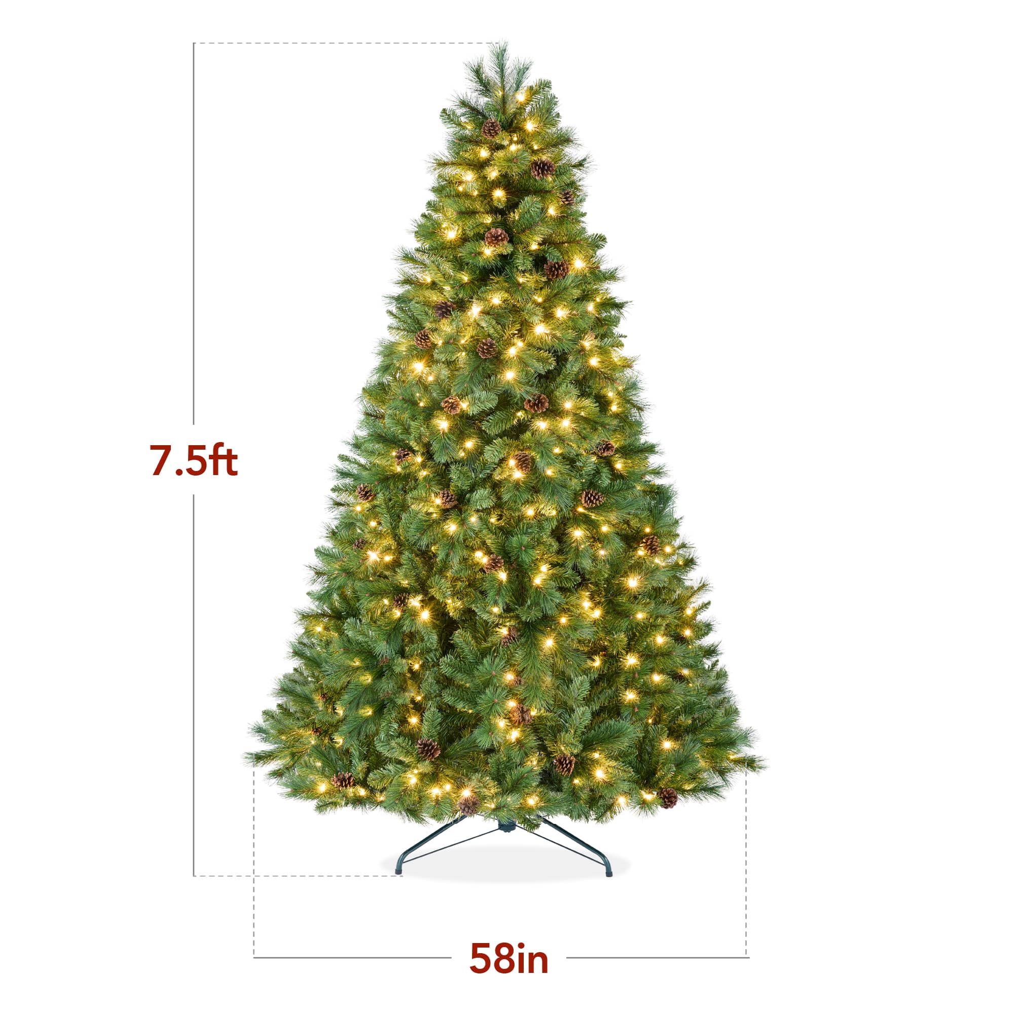 Best Choice Products 7.5ft Pre-Lit Scotch Pine Christmas Tree w/ 1320 ...