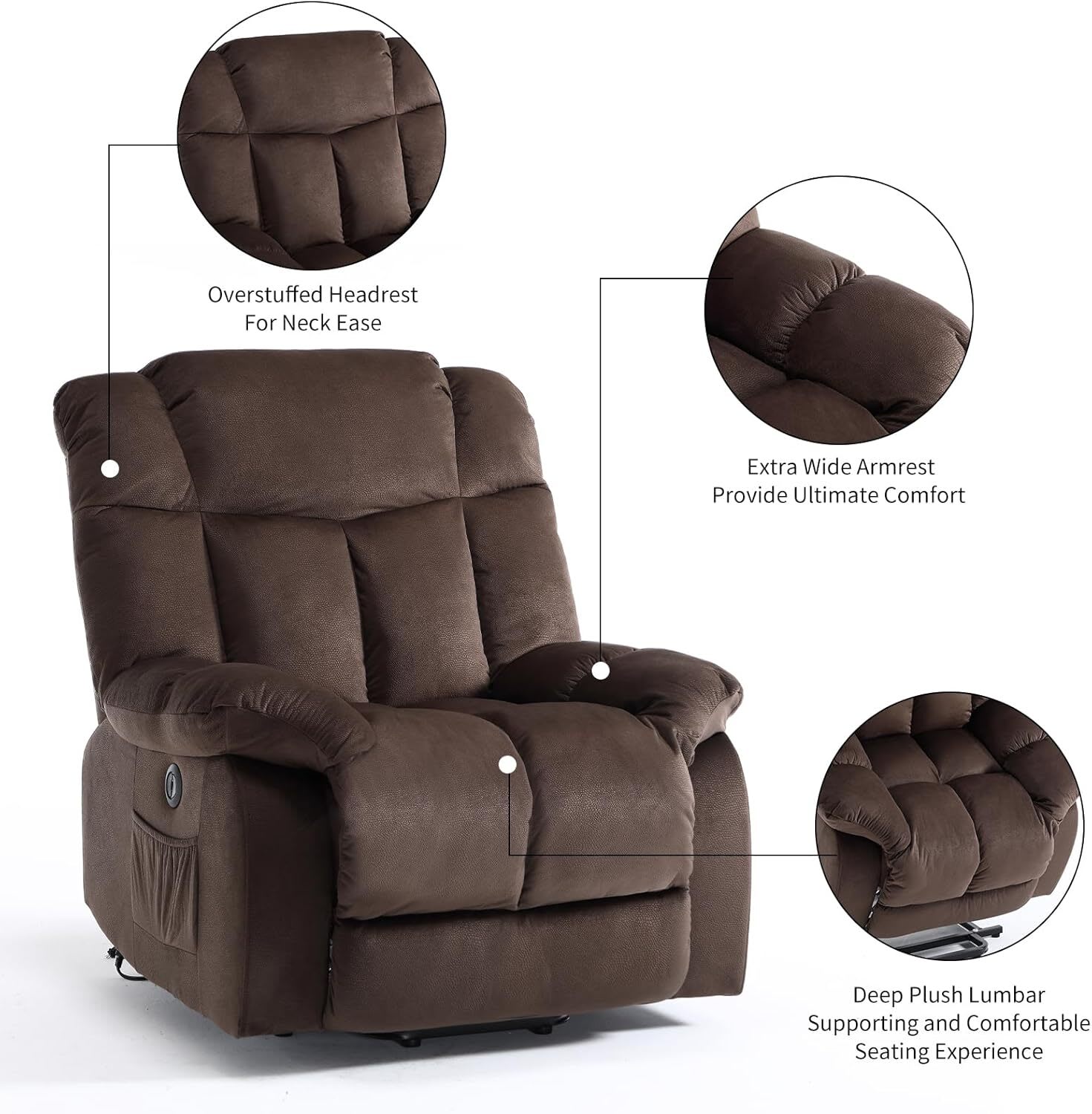 Canmov Power Lift Recliner Chair with Overstuffed Design for Elderly ...
