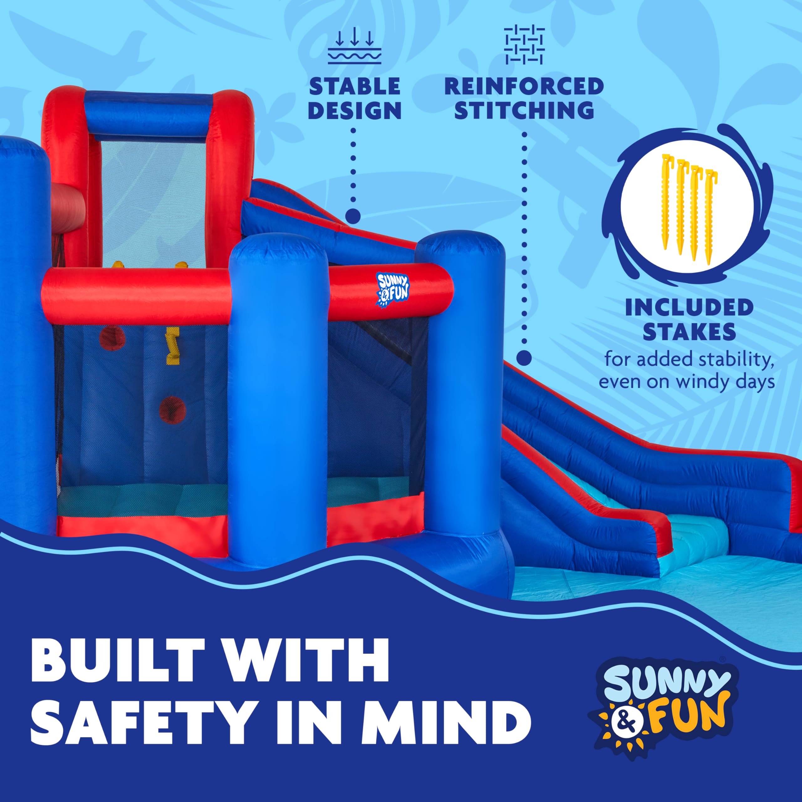 Sunny & Fun Big Time Bounce-A-Round Inflatable Water Slide Park with ...