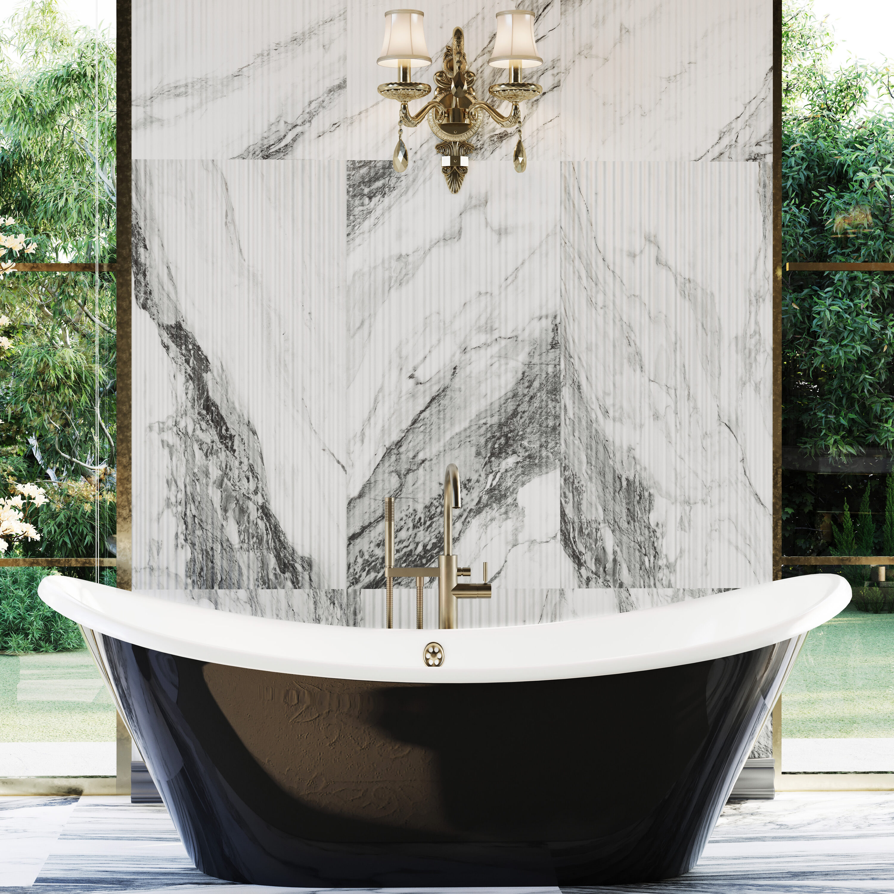 Affinity Tile Sample - Touche Pleated Deco Zebre 6-in x 8-in Satin ...