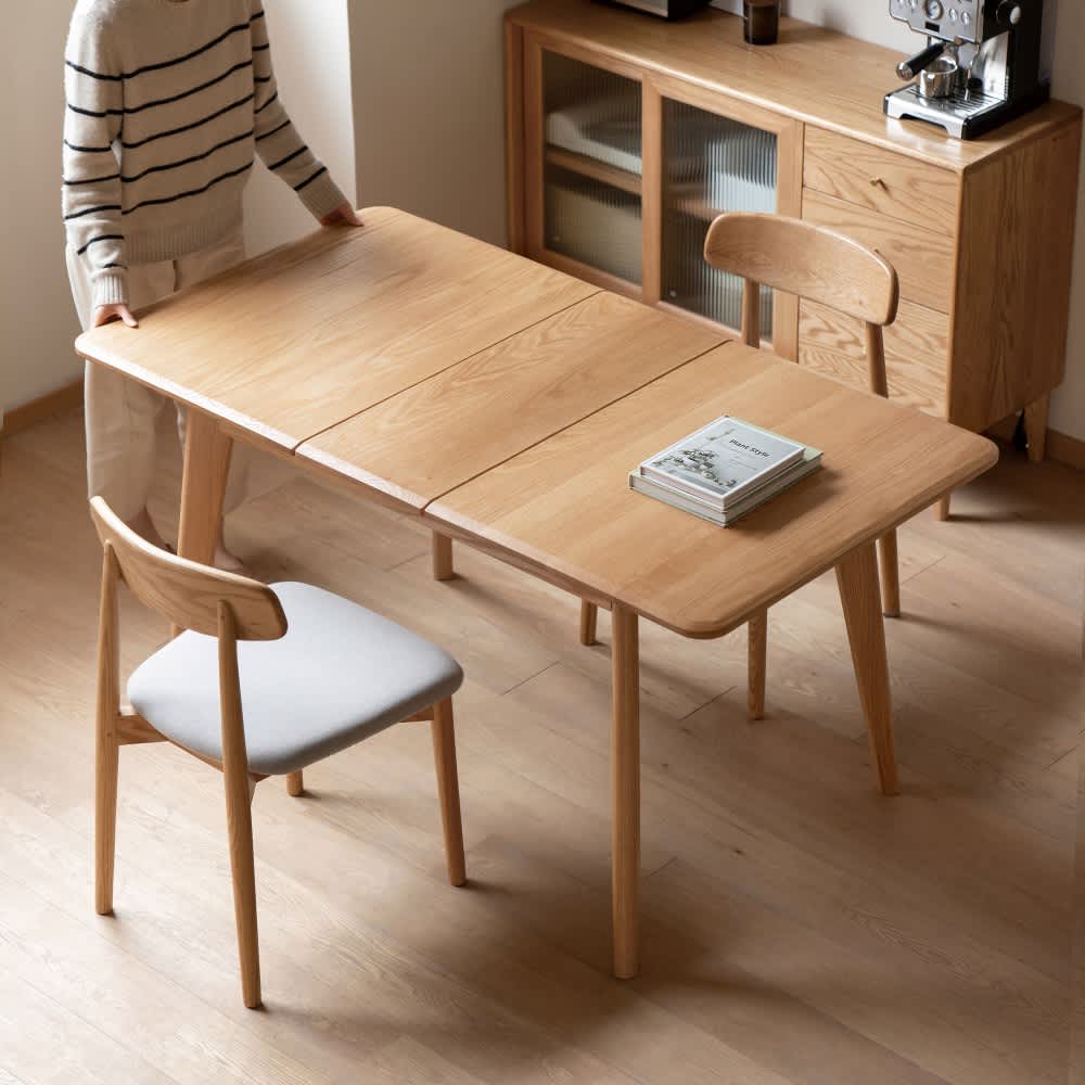 Coolbibila 47-in to 59-in Light Oak Extendable Dining Table Mid-Century ...