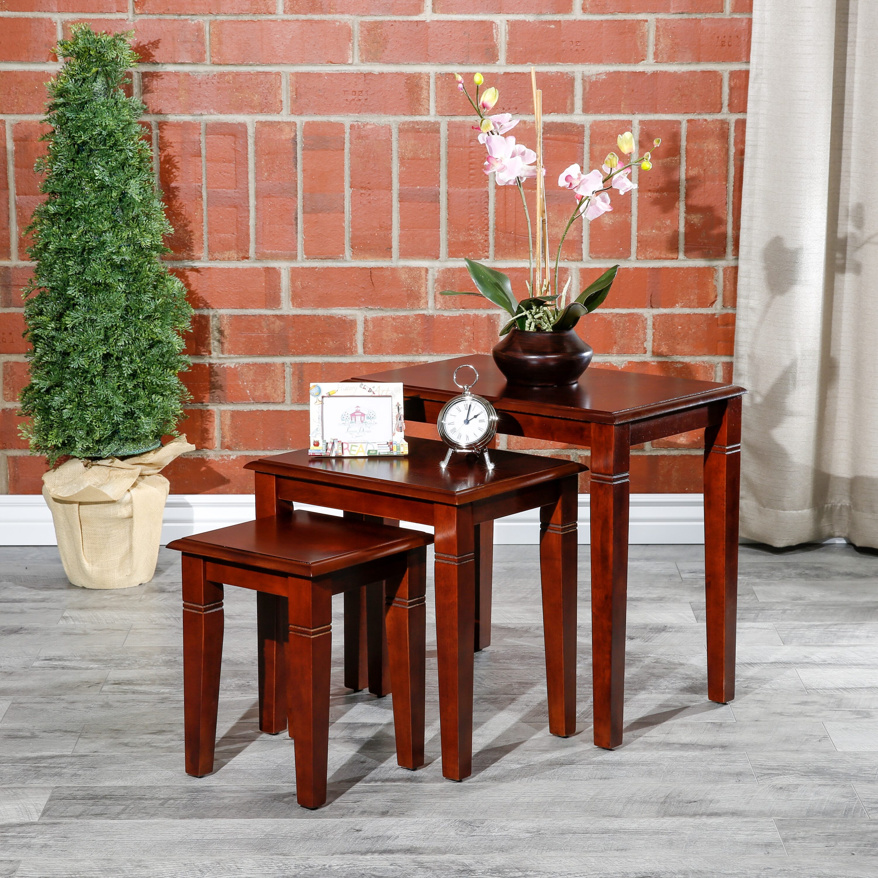 Blisstyle 3 Piece Nesting Table Set Cherry Unique Modern Coffee Table ...