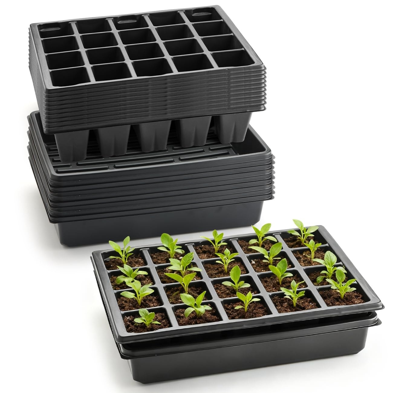 Adrinfly 10 pack 2 point 5 inch square pots with 3 point 5 inch deep 20 ...