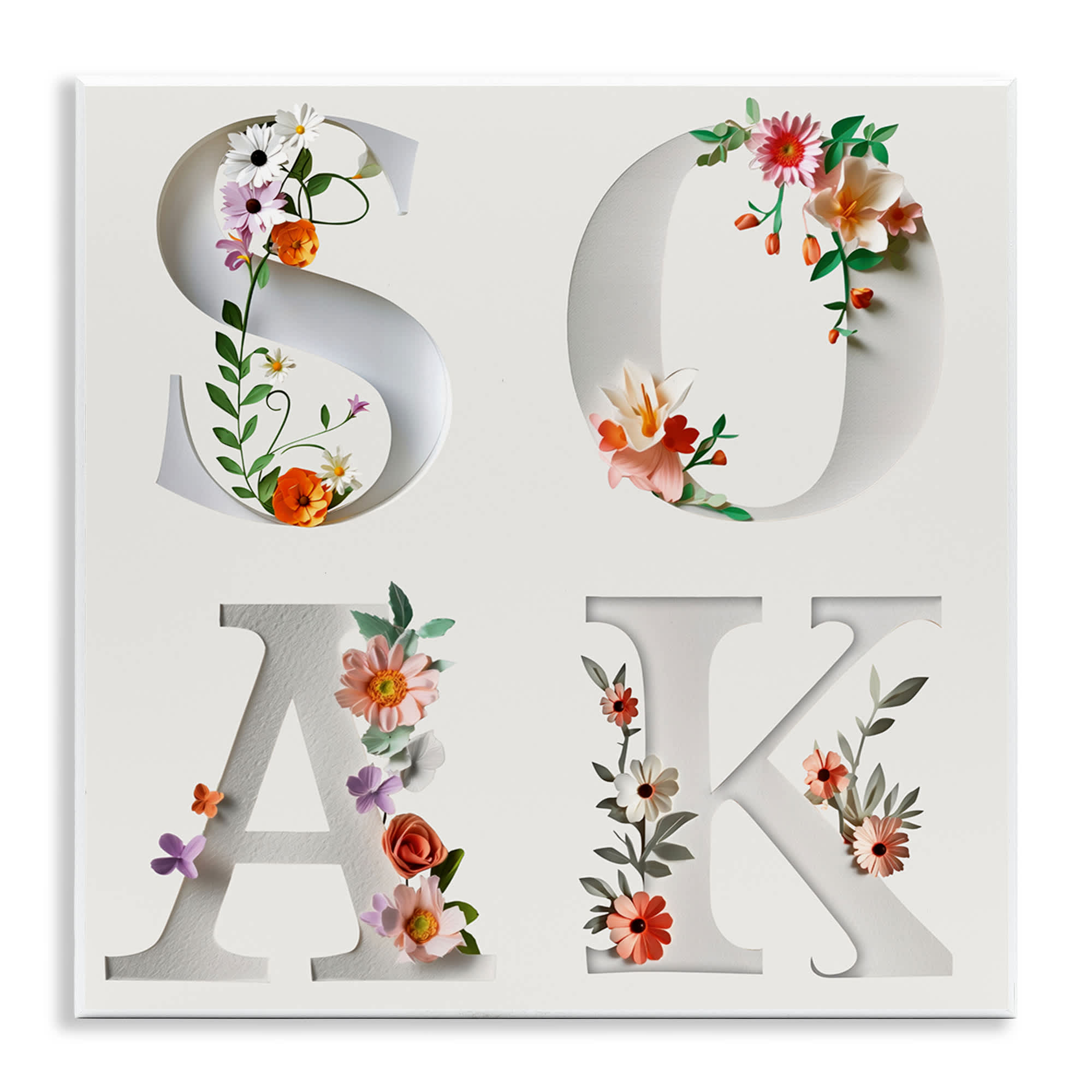 Stupell Industries Floral Bathroom Soak Letters Wall Plaque Art By ...