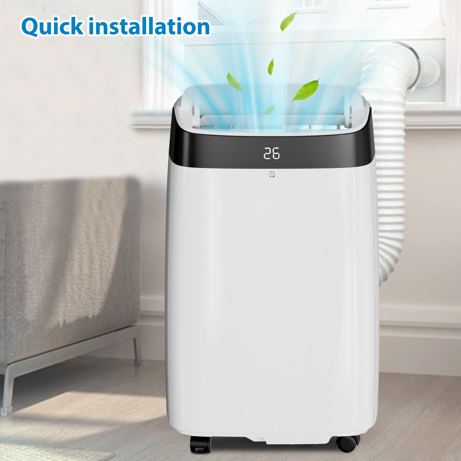 IdealHouse Black 10000 BTU 3-In-1 Portable Air Conditioner With Cooling ...