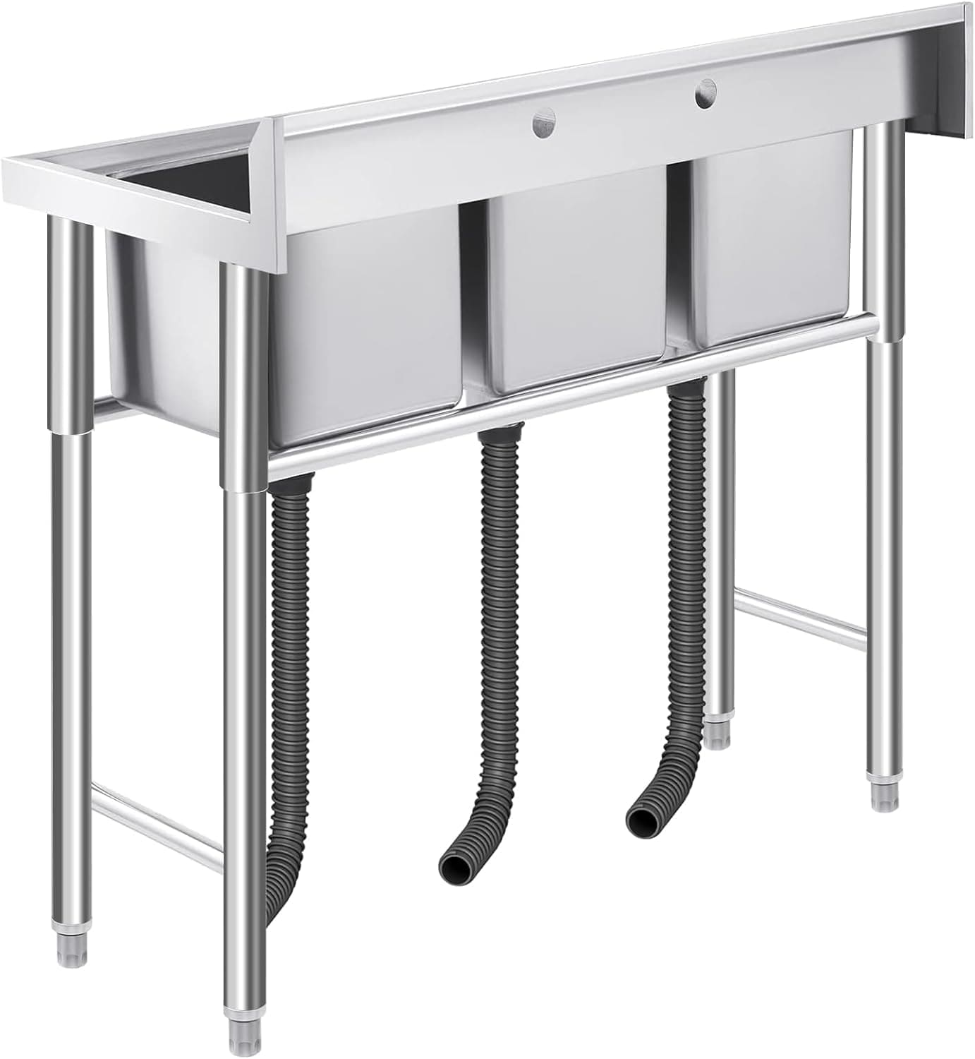 GarveeLife 3 Compartment Commercial Sink 57inch Triple Basin Stainless ...