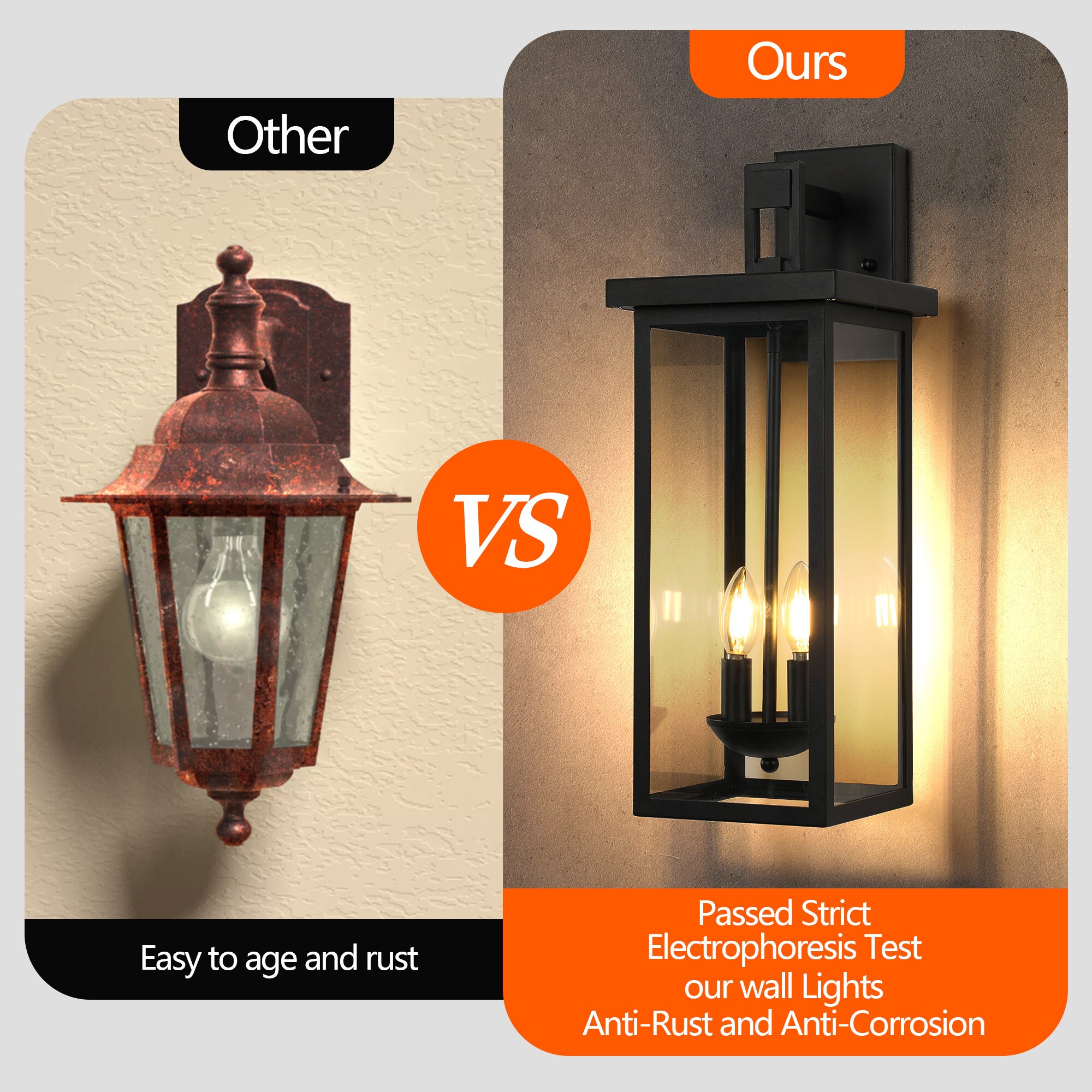 Oyezvary 2 Pack 22 Inch Outdoor Wall Lantern with Dusk to Dawn Sensor ...