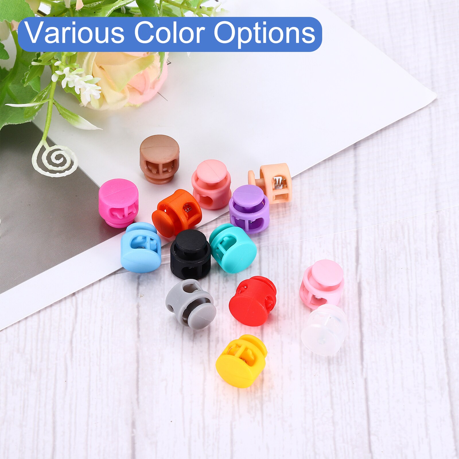 Unique Bargains 25pcs Assorted Colors Plastic Spring Cord Lock Double ...