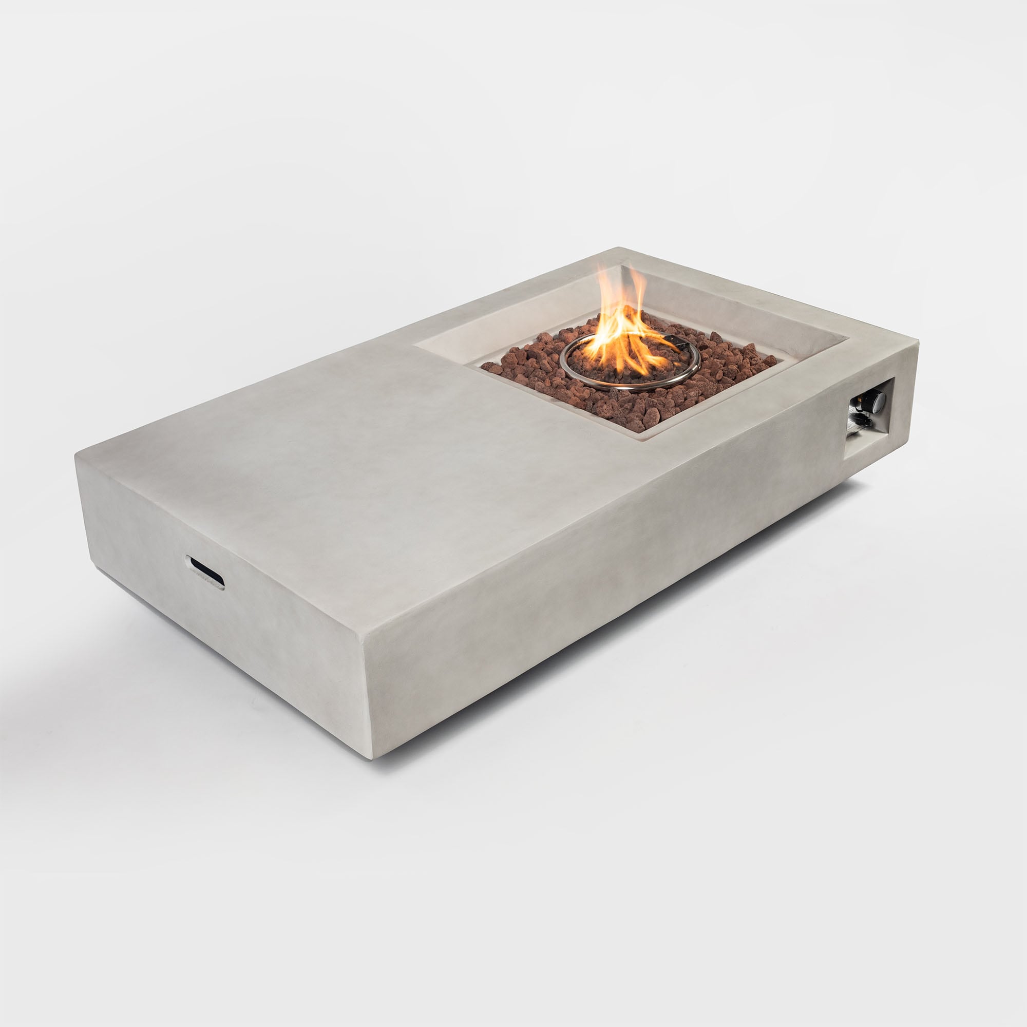 GDFStudio 60inch Gray Propane Gas Fire Pit Table Rectangular Concrete ...