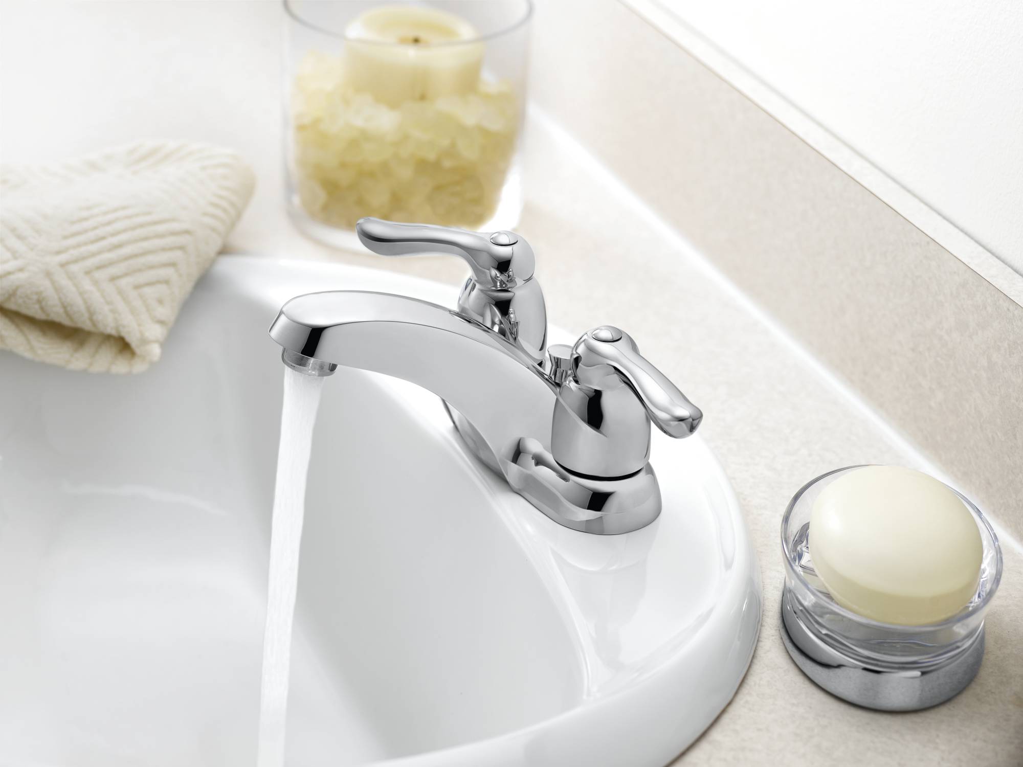 Moen Chateau Chrome 2 Handle 4 In Centerset Watersense Low Arc Bathroom