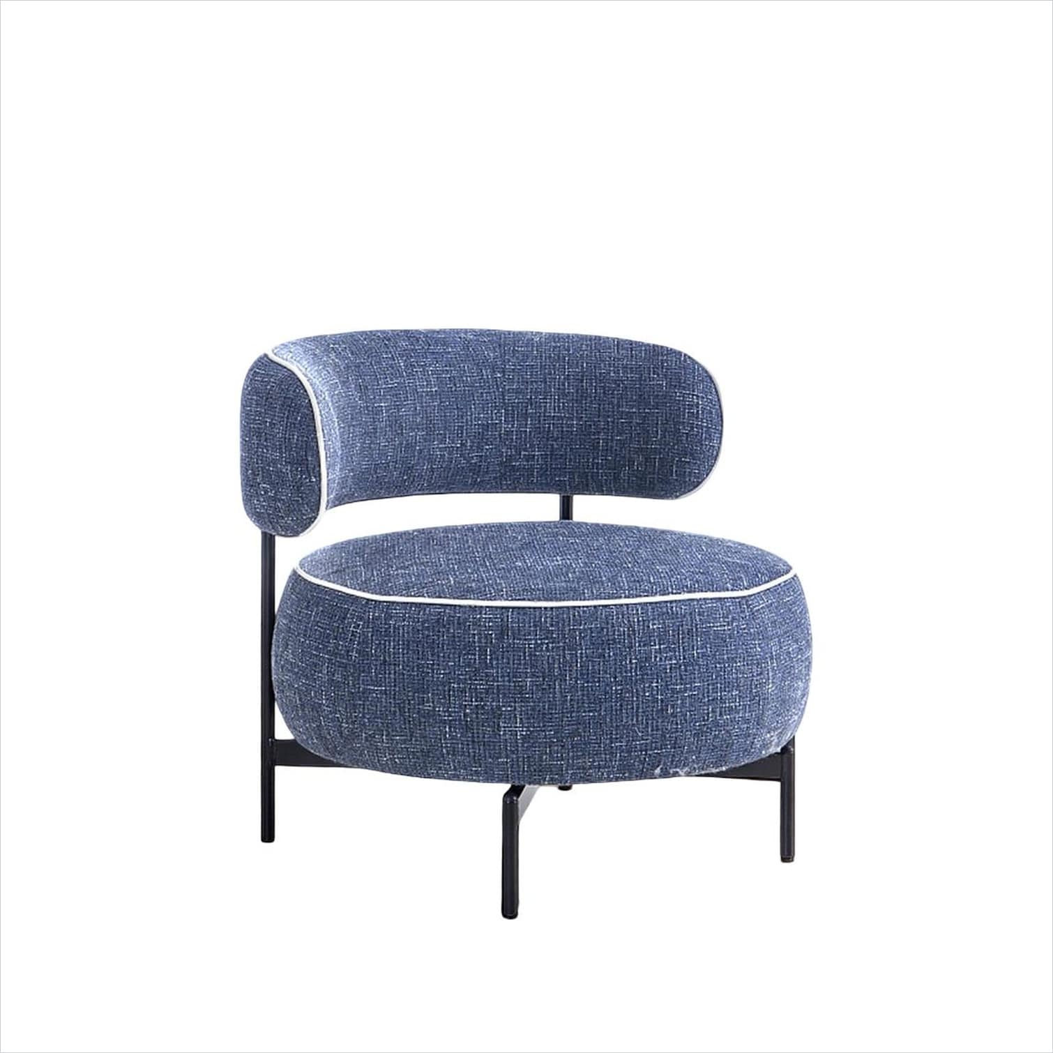 Watnature Fabric and Metal Swivel Chair with Curved Backrest for Living ...