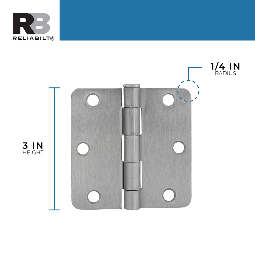 RELIABILT 3-in H x 1/4-in Radius Satin Nickel Mortise Interior Door ...