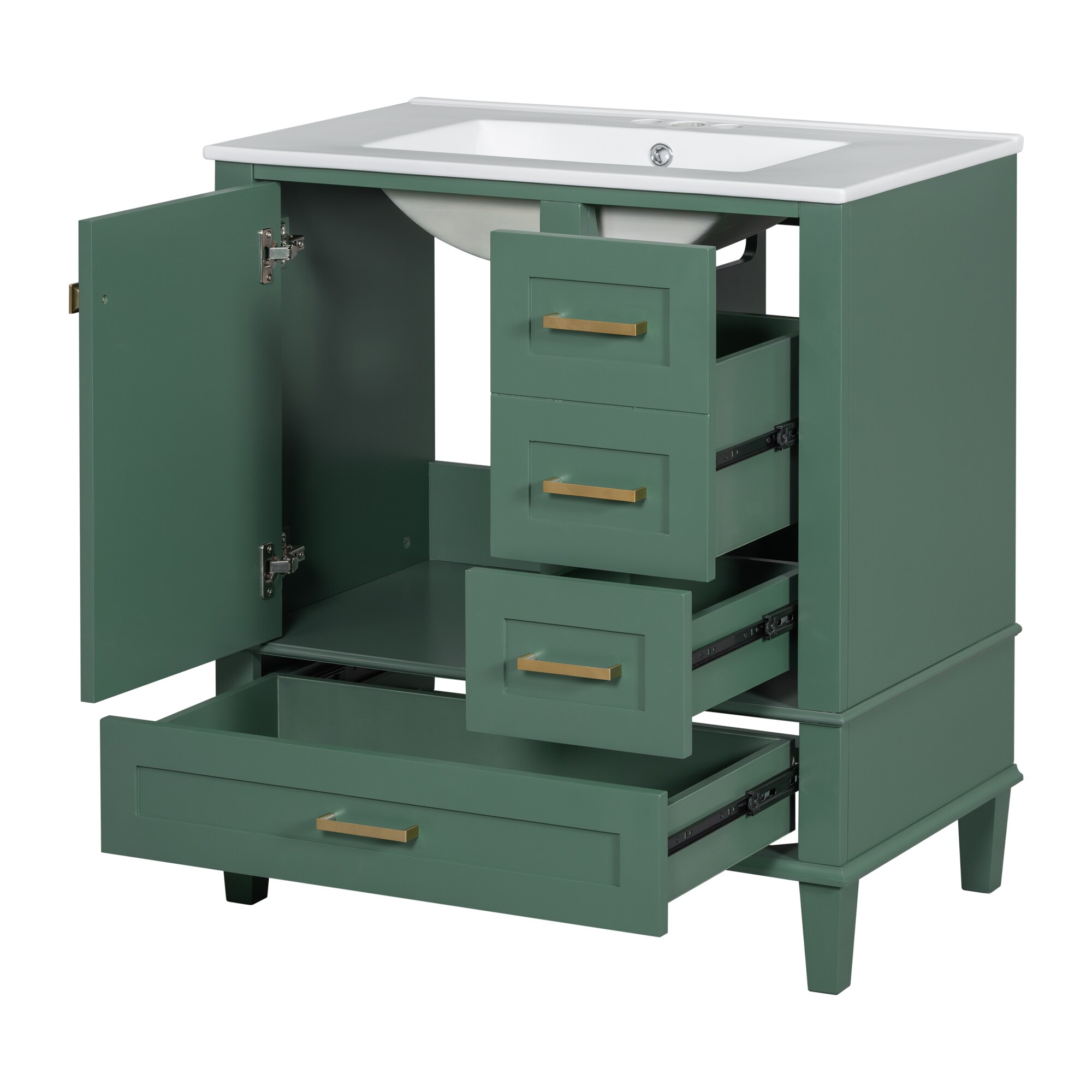 Tatayosi 30inches Bathroom Vanity in Green Modern Bathroom Cabinet with ...