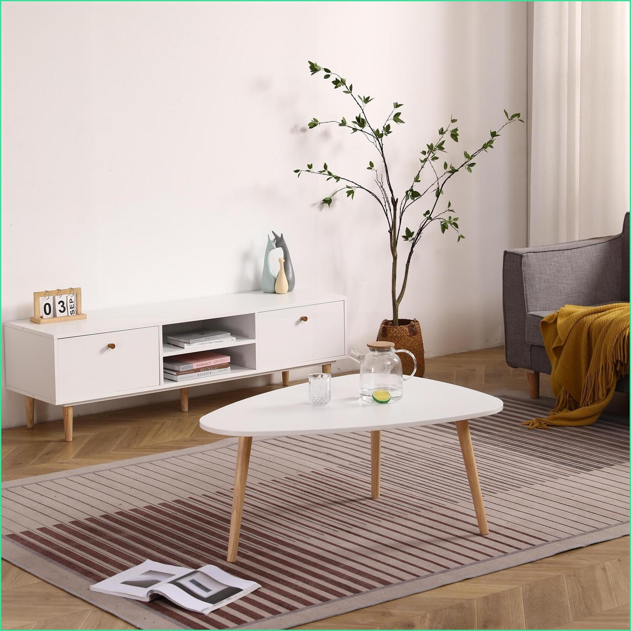 Watnature Modern Egg Shape Coffee Table for Living Room Easy to Clean ...
