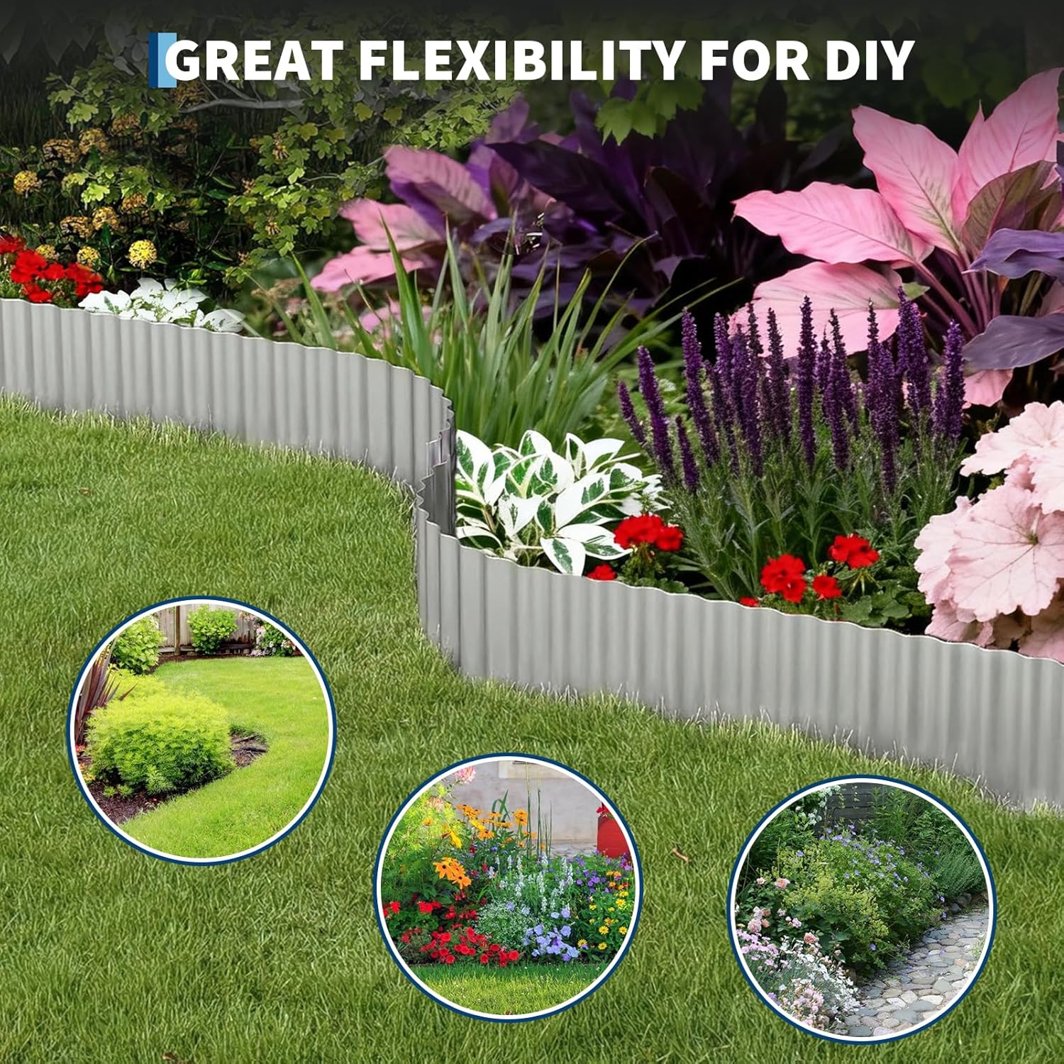 GarveeLife 20ft Metal Landscape Edging Border Corrugated Garden Edging ...