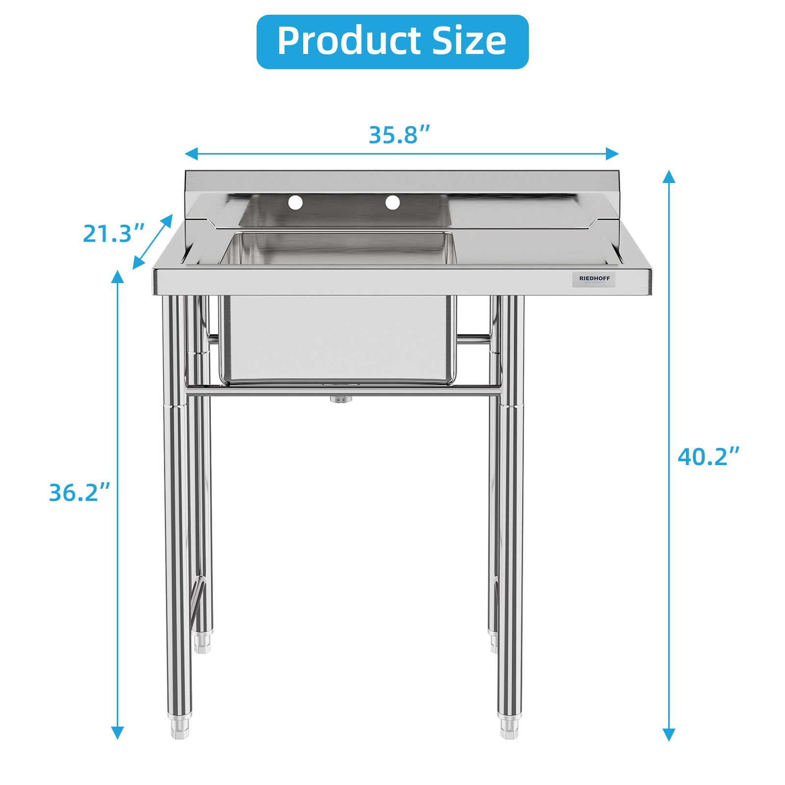 IdealHouse Freestanding Single Bowl Stainless Steel Utility Sink ...