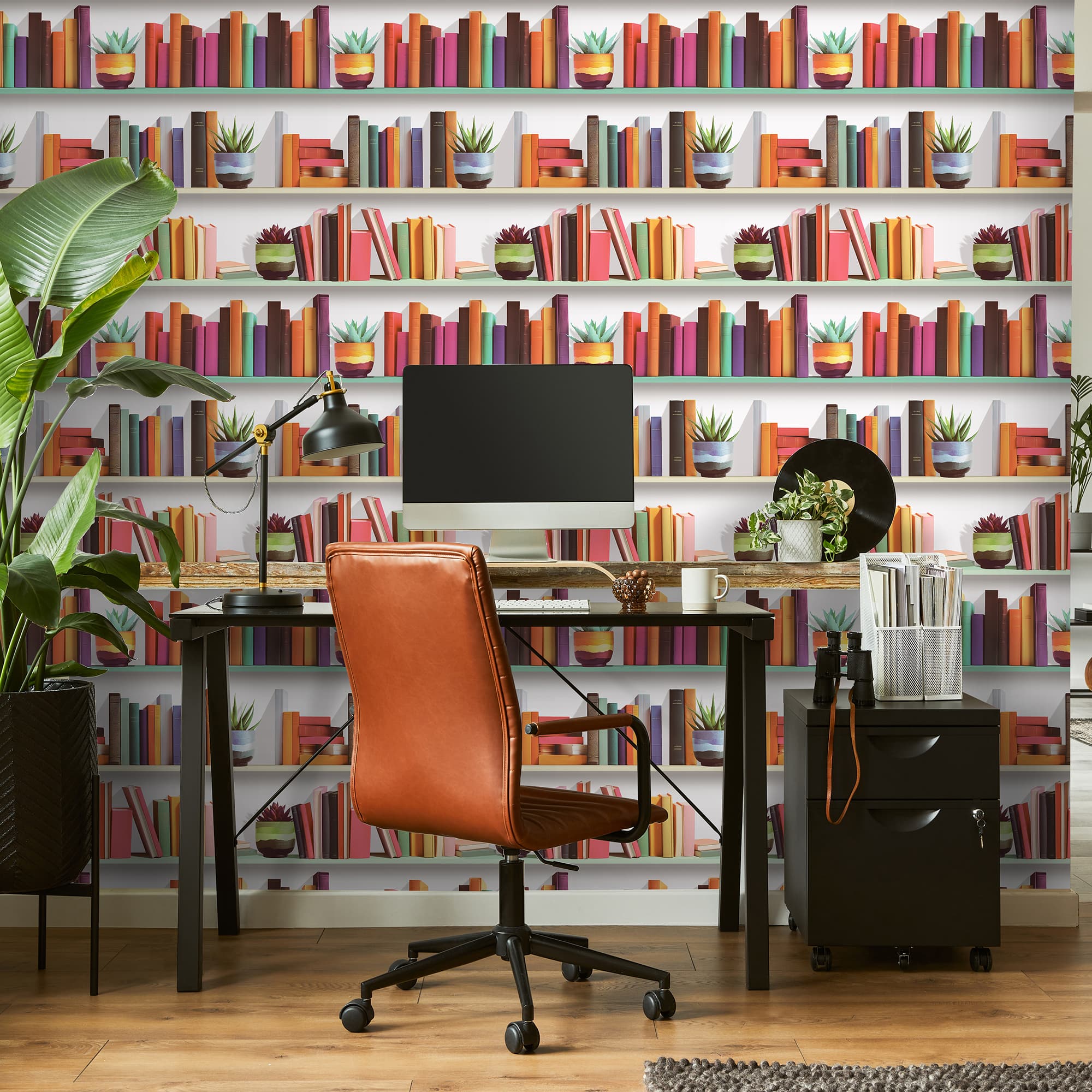 Veer Decor Modern Bookshelf White Ground Wallpaper in the Wallpaper ...